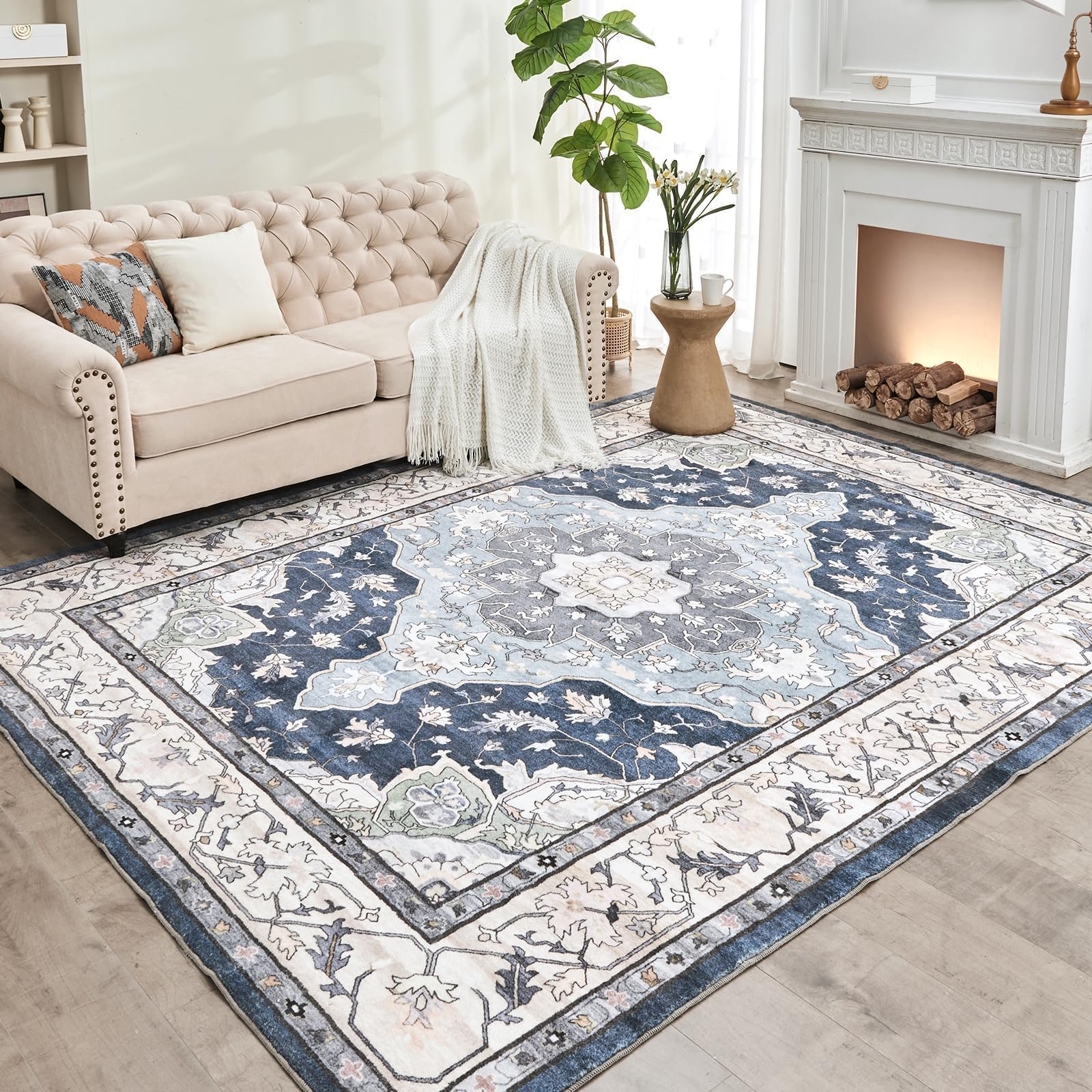 ROCYJULIN 8x10 Area Rugs for Living Room, Fluffy Faux Wool Area Rugs ...