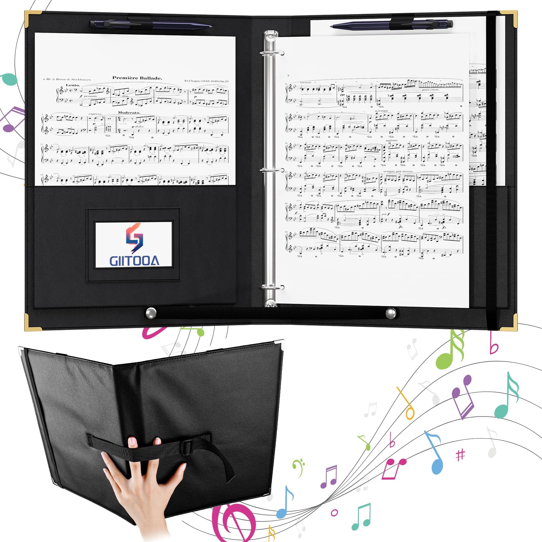 Amazon.com: Choral Music Folders 3 Ring, Sheet Music Folder with Hand ...