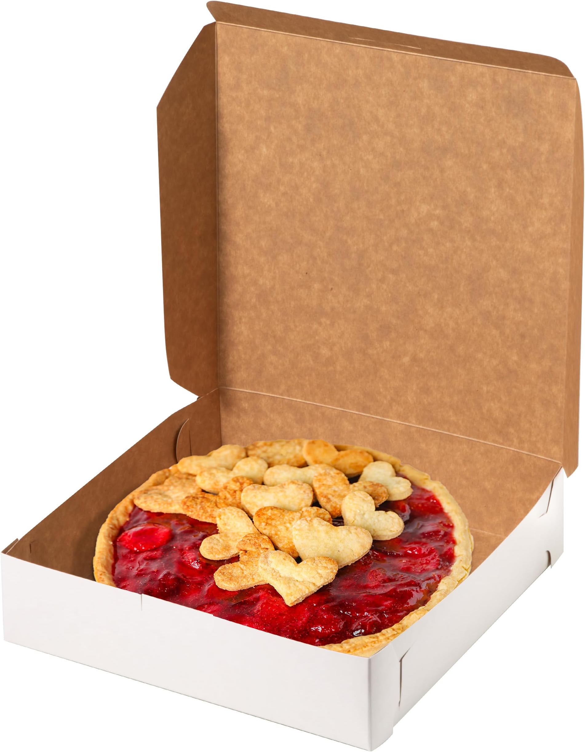 Amazon.com: CHERRY 15-Pack 10"x10"x3"Brown Bakery Boxes with PVC Window ...