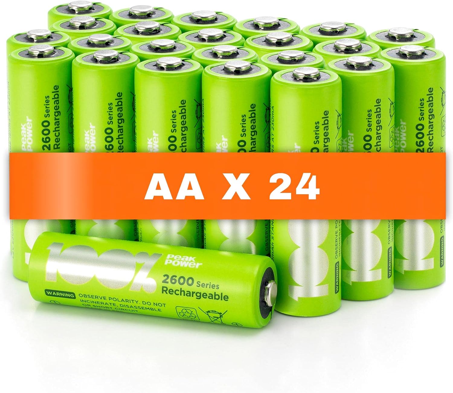 PeakPower Akku AA 2300mAh NiMH | 24 Stück aufladbare Batterien AA 1,2V ...