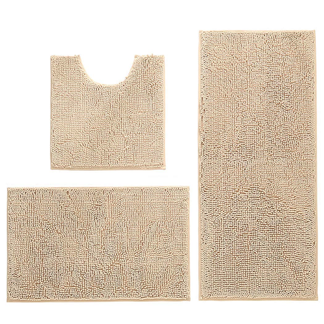 Hodeacc 3 Pcs Non Slip Bath Bathroom Mat Set,High Water Absorbent ...