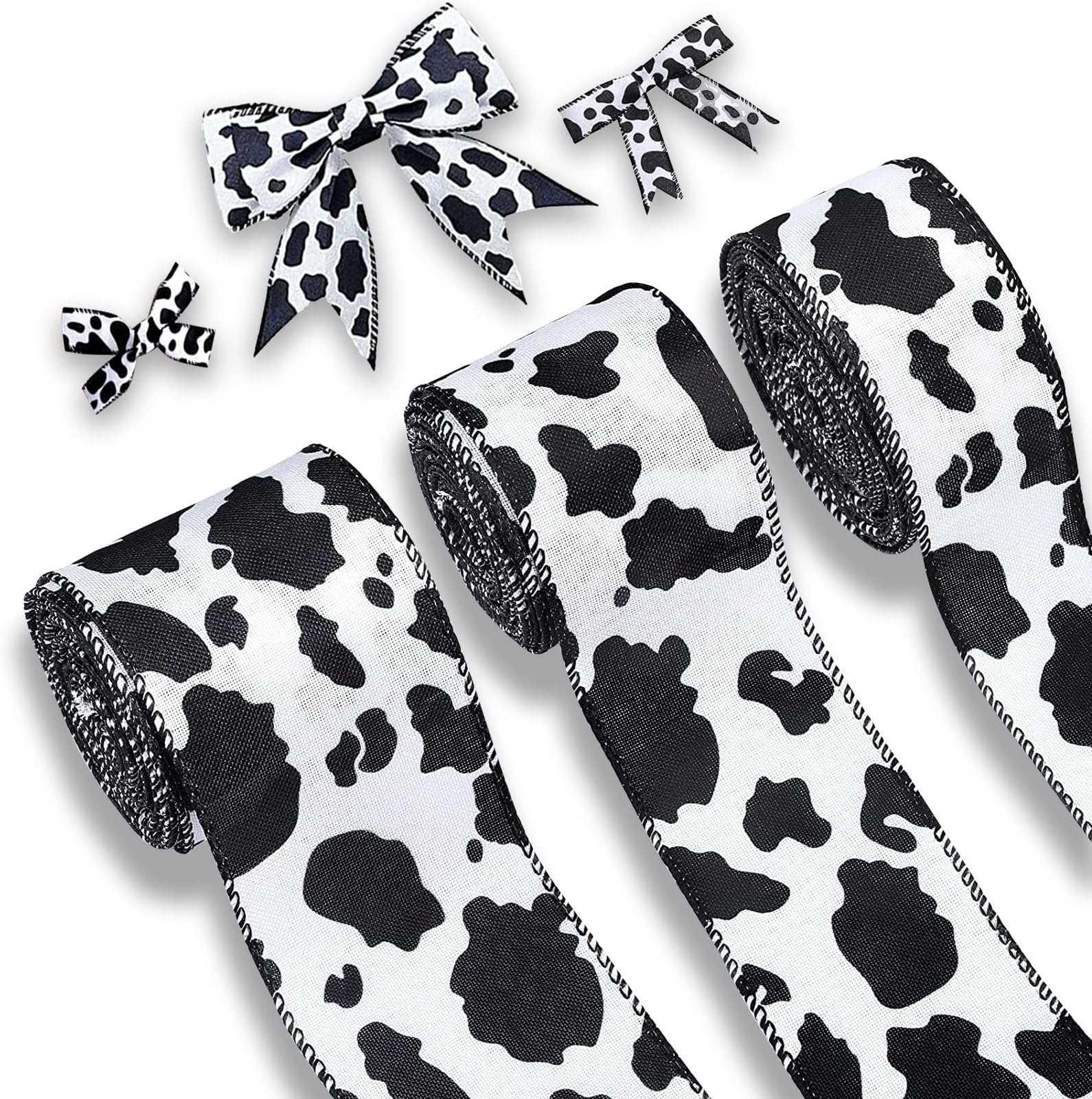 Amazon.com: 3 Rolls Wired Cow Grosgrain Ribbon, 15 Yards Wired Cow ...