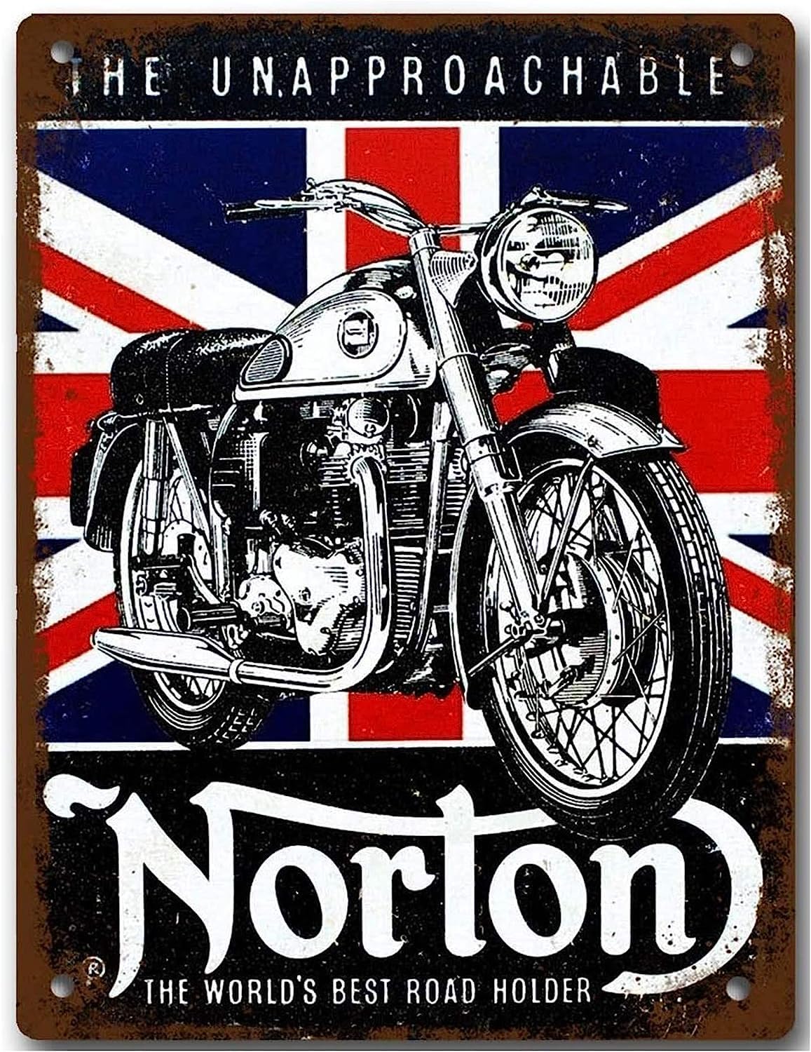 Norton Motorcycle Bike Union Jack - Tin Sign, Retro Vintage Metal Sign ...