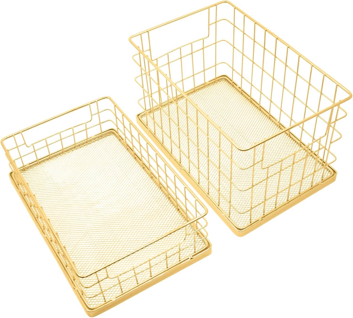 Amazon.com: Set of 2 Stackable 10" Metal Wire Storage Basket Bins With ...