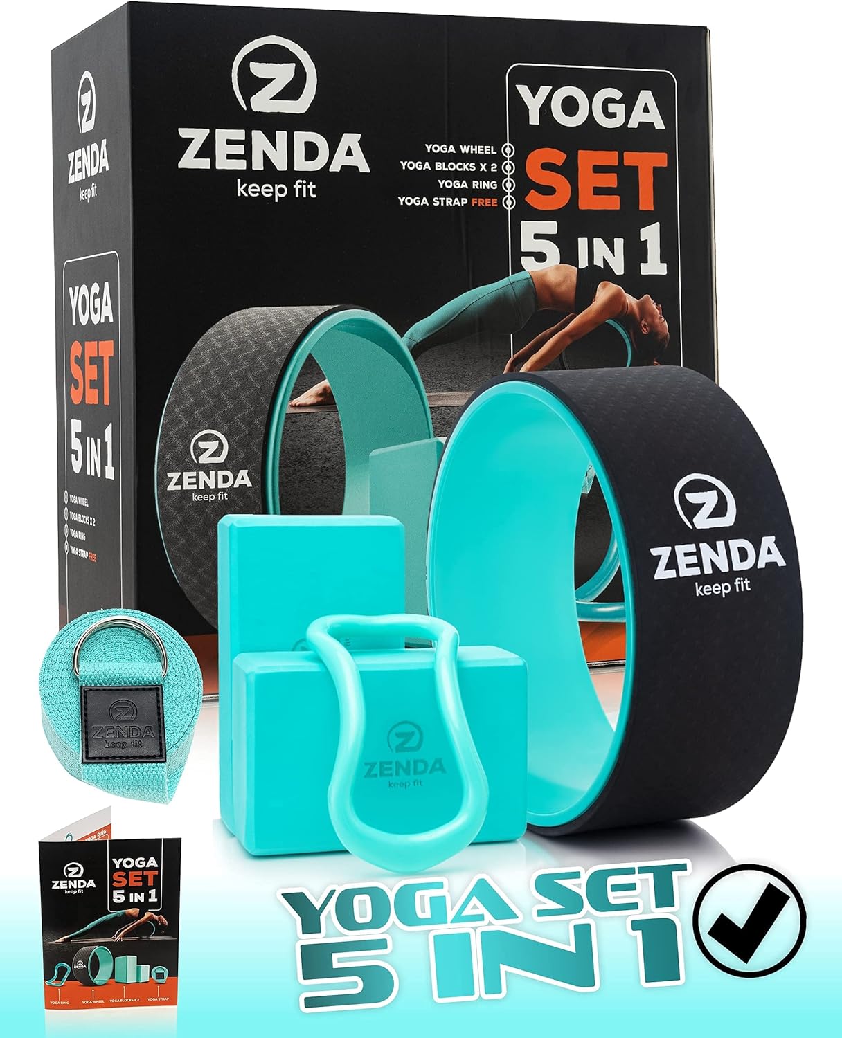 Amazon.com: Yoga Set 5 in 1 | Yoga Wheel Set | Yoga Kit with Yoga Wheel ...