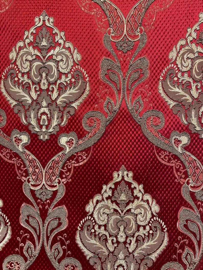 Amazon.com: 54" Renaissance Jacquard Drapery Upholstery Damask Stripe ...