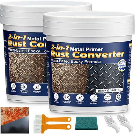 Amazon.com: Black Rust Converter for Metal, 2-in-1 Rust Inhibitor Paint ...