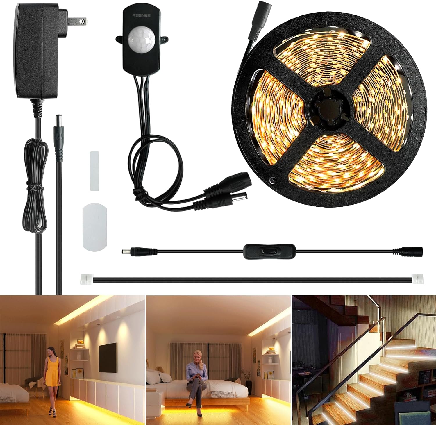 Amazon.com: Sensky Dimmable PIR Motion Sensor LED Under Cabinet ...