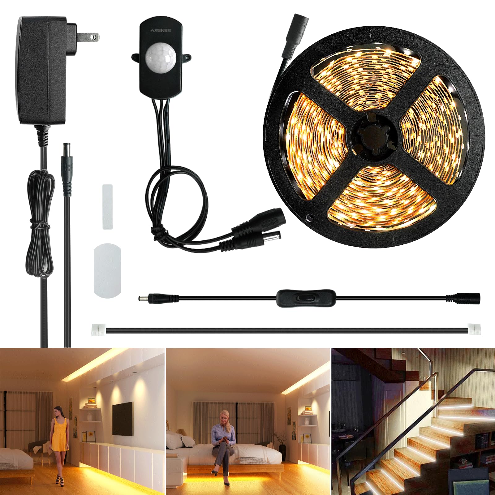 Amazon.com: Sensky Dimmable PIR Motion Sensor LED Under Cabinet ...