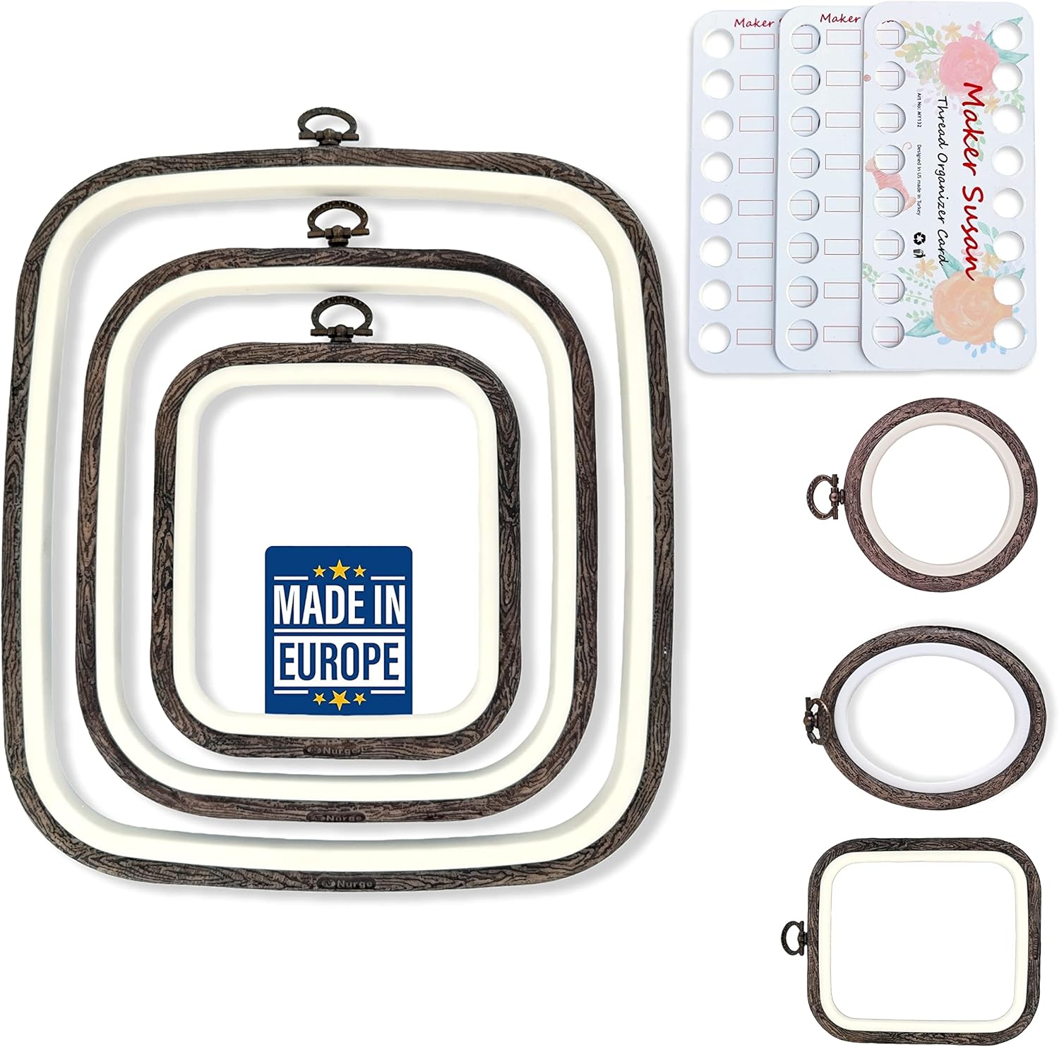 Amazon.com: Nurge 3 Pieces 3 Sizes Square Embroidery Hoop Set Imitated ...