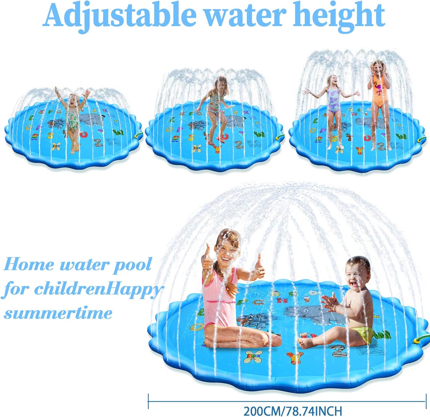 Nabance Sprinkle and Splash Play Mat, 200 CM Sprinkler Pad Splash Water ...