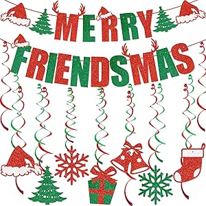 Amazon.com: Merry Friendsmas Party Decorations Ugly Christmas Sweater ...