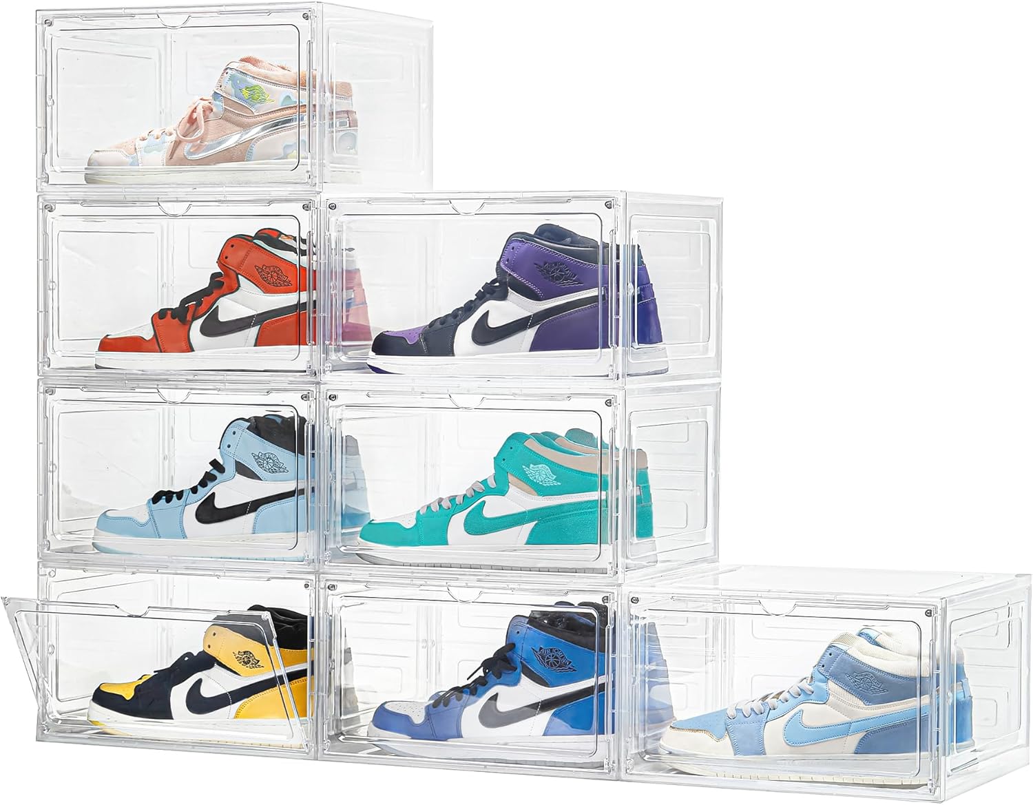 Amazon.com: Attelite 8 Pack Shoe Boxes Clear Plastic Stackable, X-Large ...