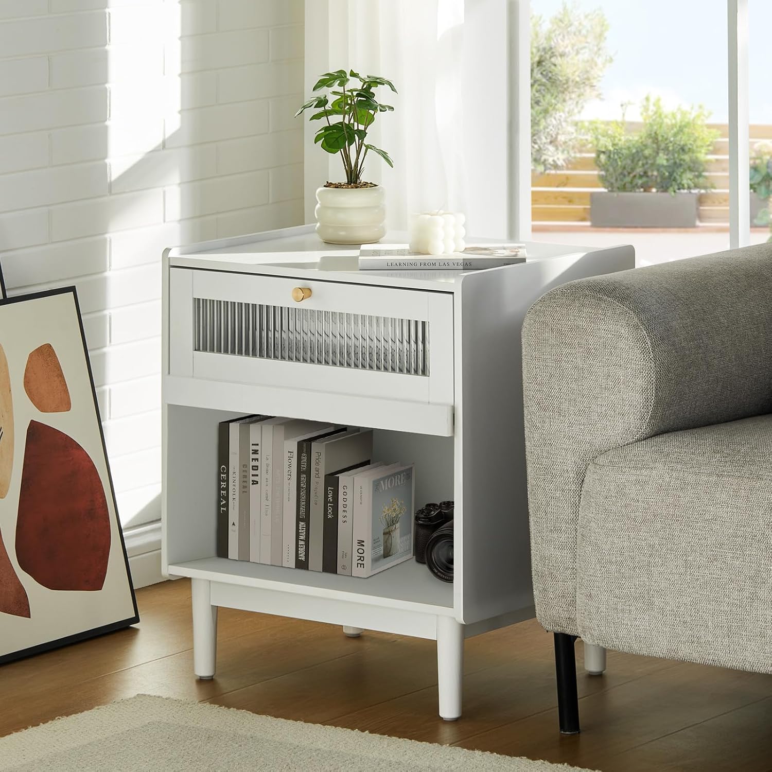 Amazon.com: CLIPOP Led Nightstand, Bedside Table with Drawer, Solid ...