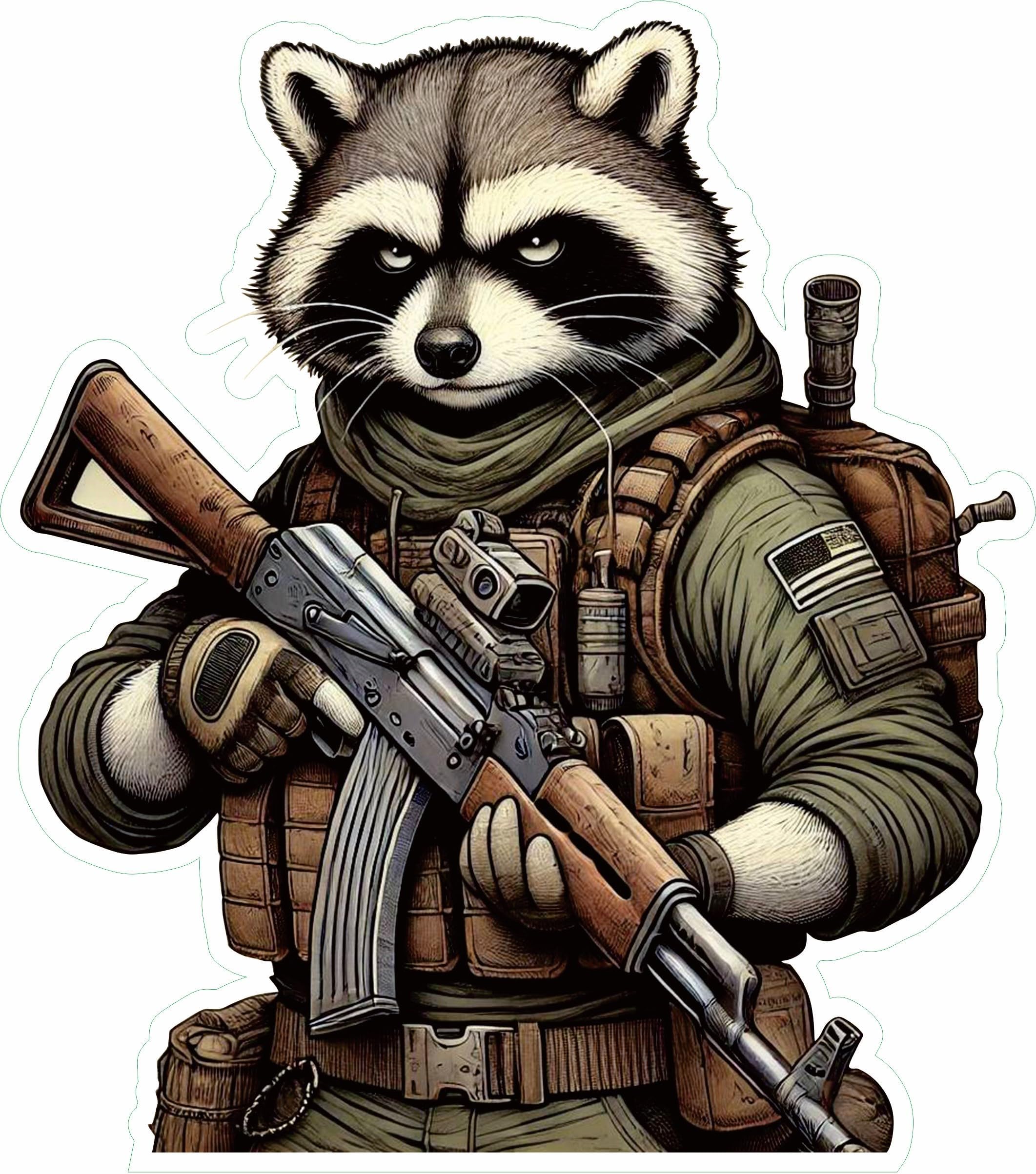 Amazon.com - STICKY DUDE Rocking Racoon Raccoon Sticker, Funny Raccoon ...