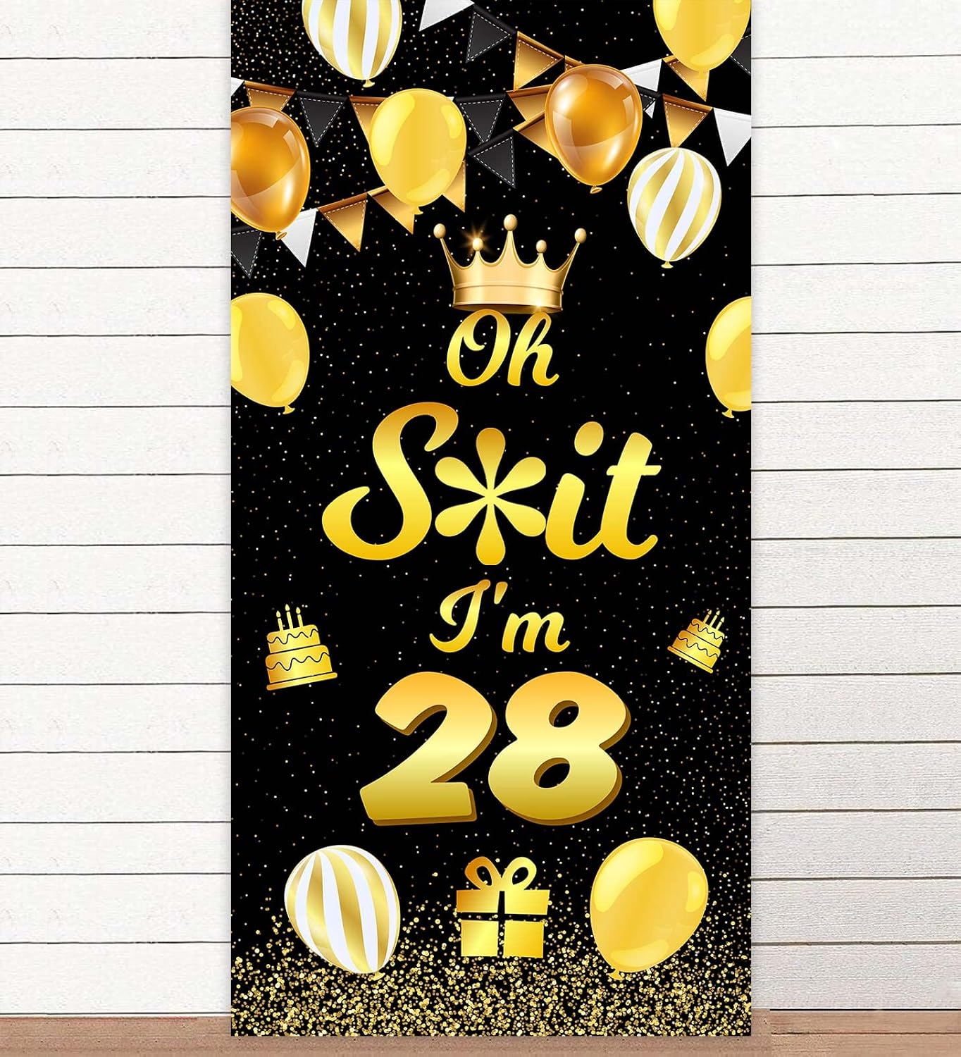 Amazon.com: Oh S*it I’m 28 Happy 28th Birthday Banner Backdrop Crown ...