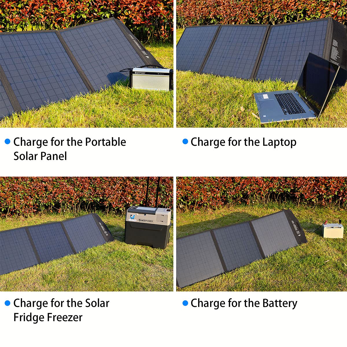 ACOPOWER 12V 120W Portable Solar Panel Kit; Foldable Solar Suitcase For ...