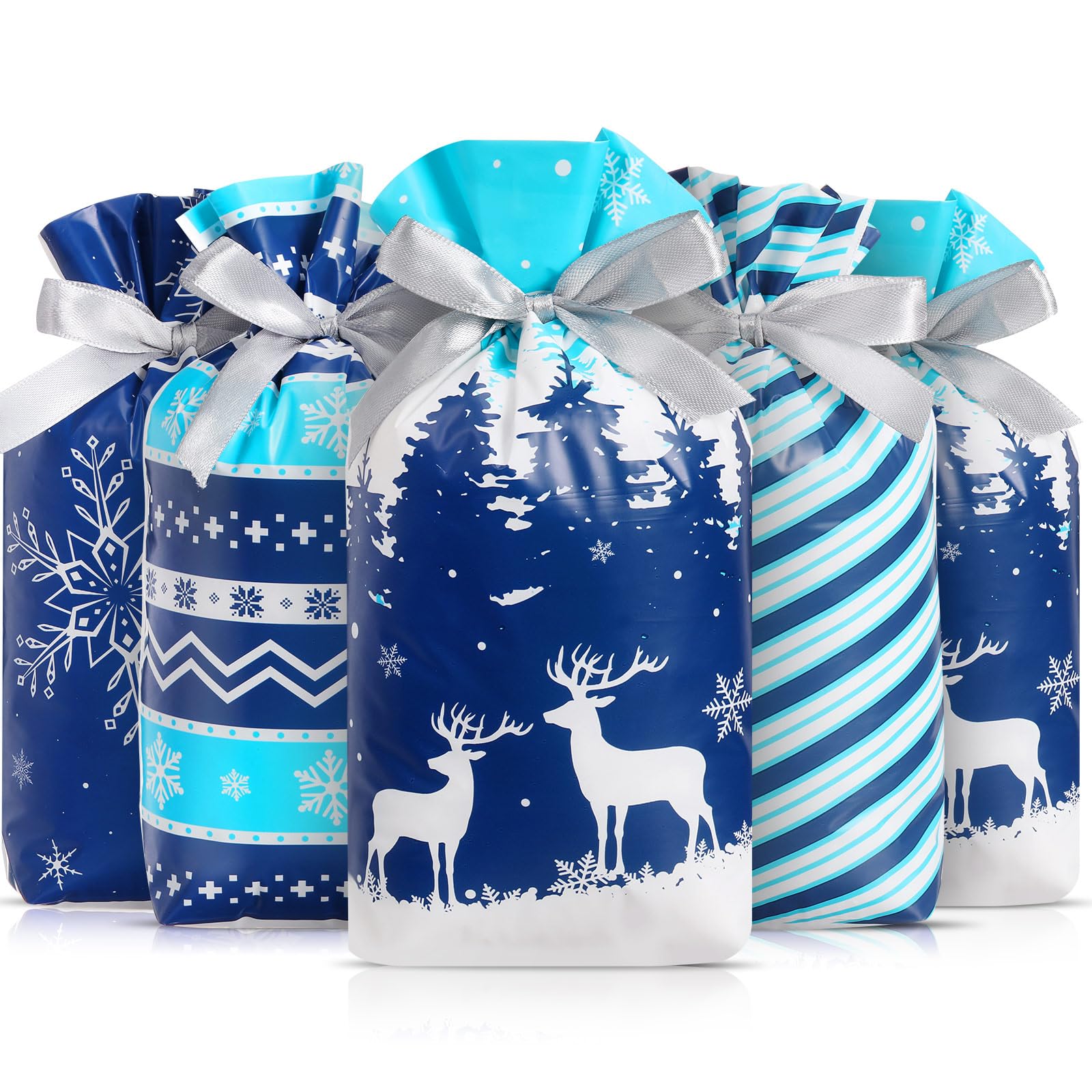 Amazon.com: Blosssound 40 Pieces Winter Gift Bags Snowflake Drawstring ...