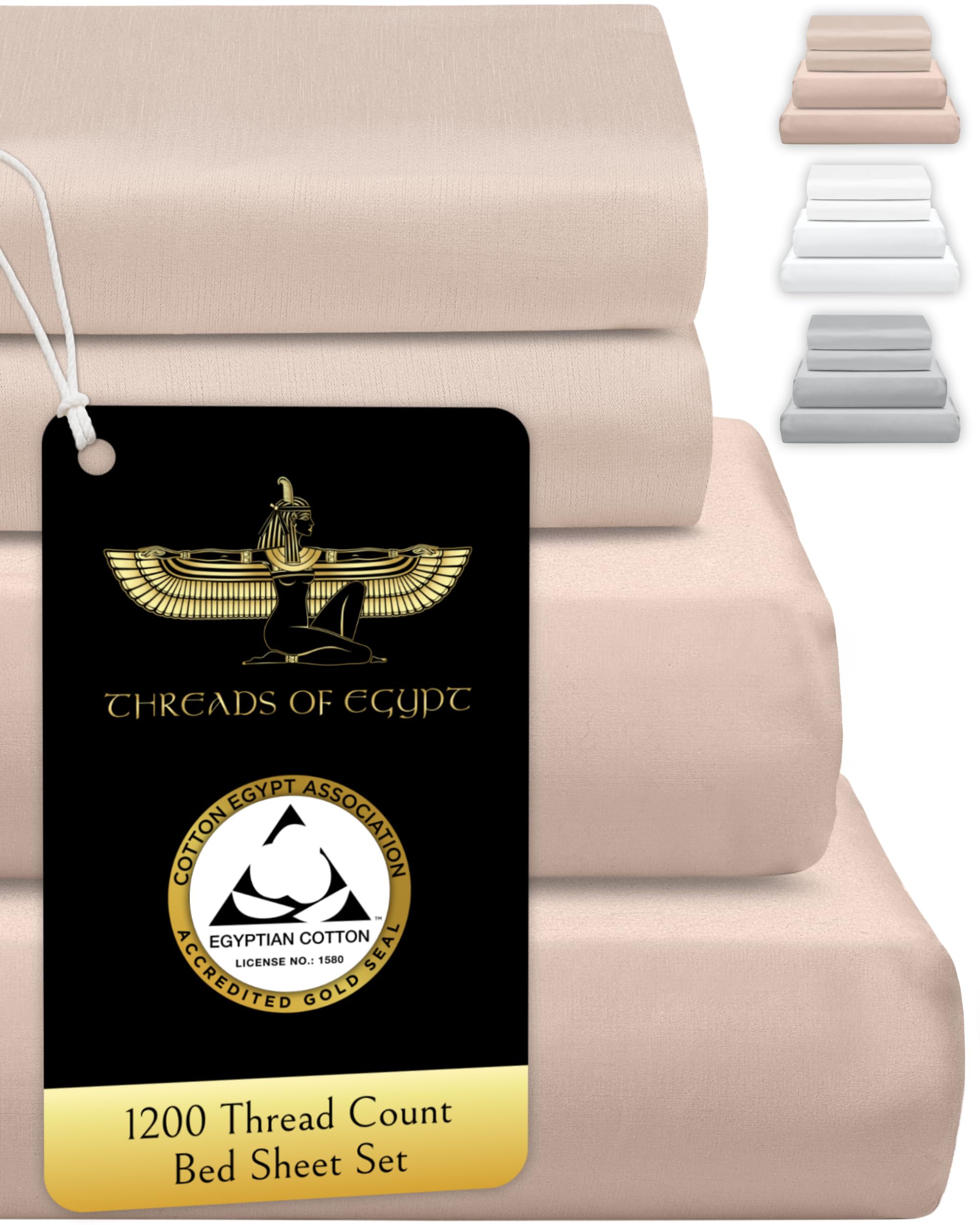 Amazon.com: THREADS OF EGYPT 100% Egyptian Cotton Sheets Queen Size ...