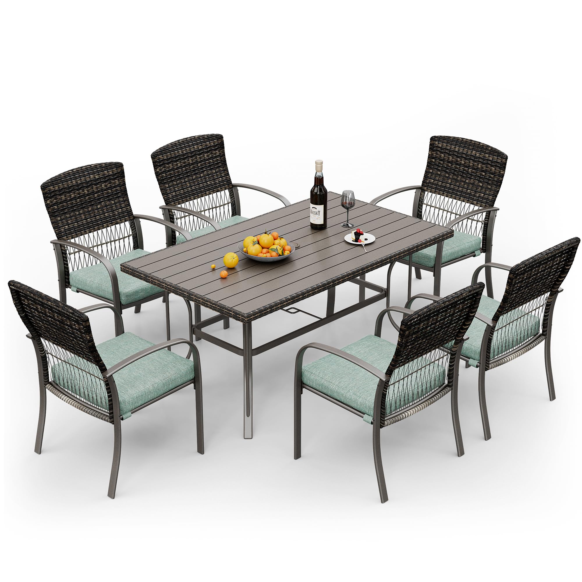 Snapklik.com : Pamapic Patio Dining Table Set, Outdoor Dining Set 7 ...