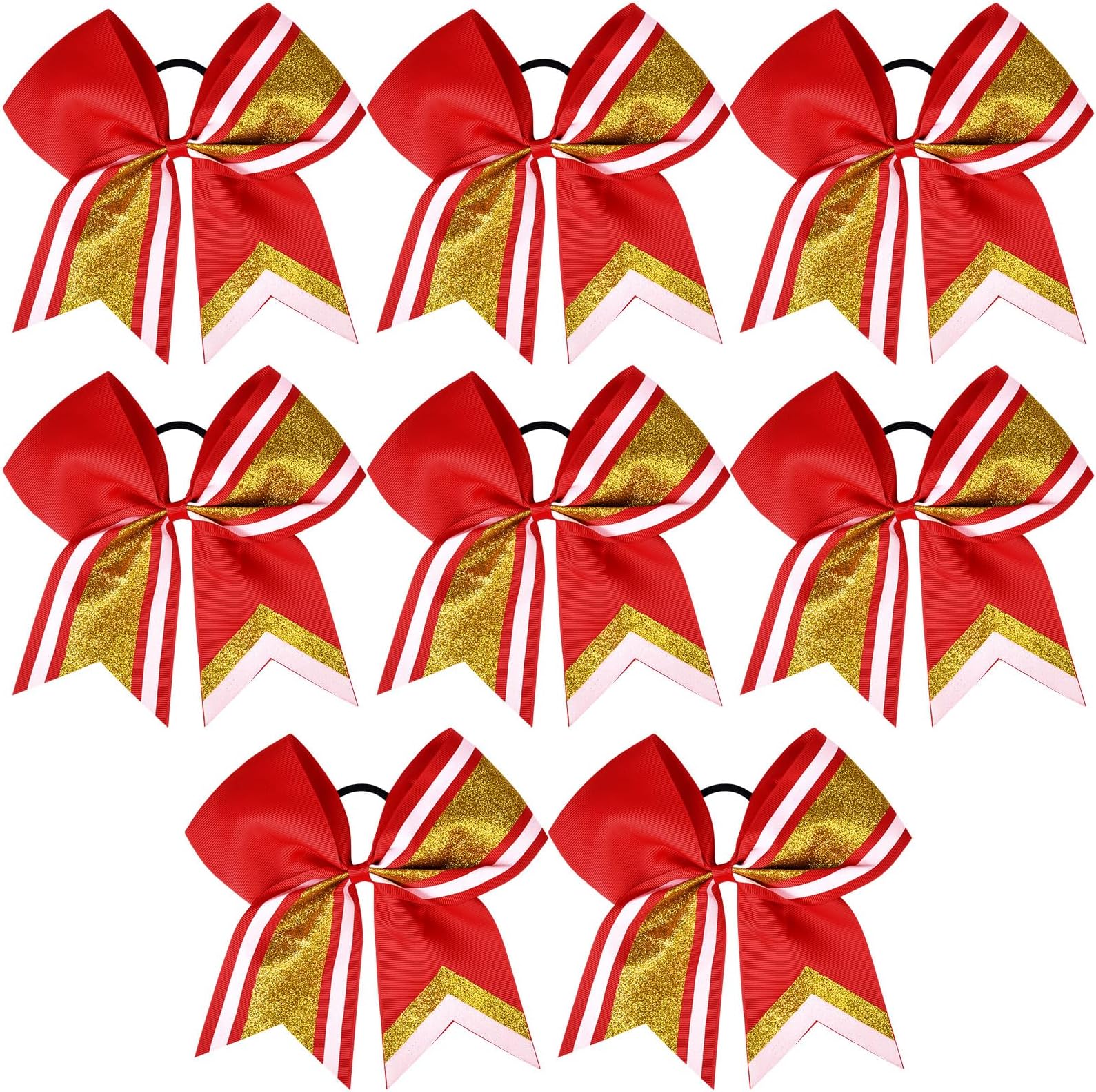 Amazon.com : 8 PCS Large Glitter Cheer Bows 8" Hair Bows Sparkly ...