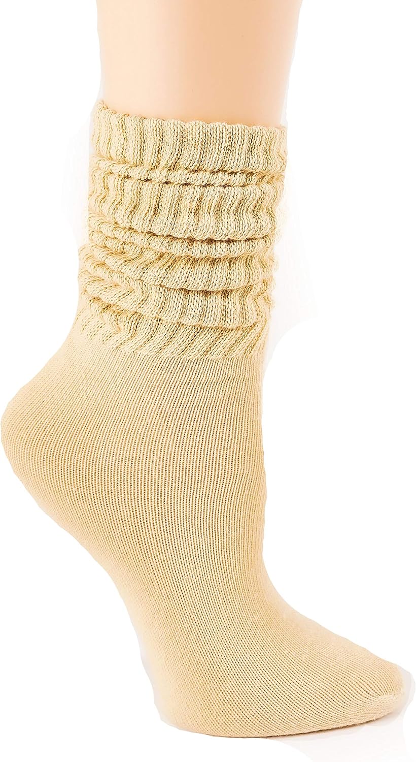 PICCOLO HOSIERY Lightweight Soft Cotton Slouch Scrunch Socks Size 9-11 ...