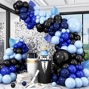 Amazon.com: Jobkoo Blue and Black Balloon Arch Kit, 102 Pcs Navy Royal Latex Party Balloons Baby ...