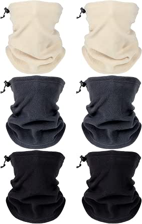 6 Pieces Winter Fleece Neck Warmer Gaiter Thermal Cold Weather Face ...