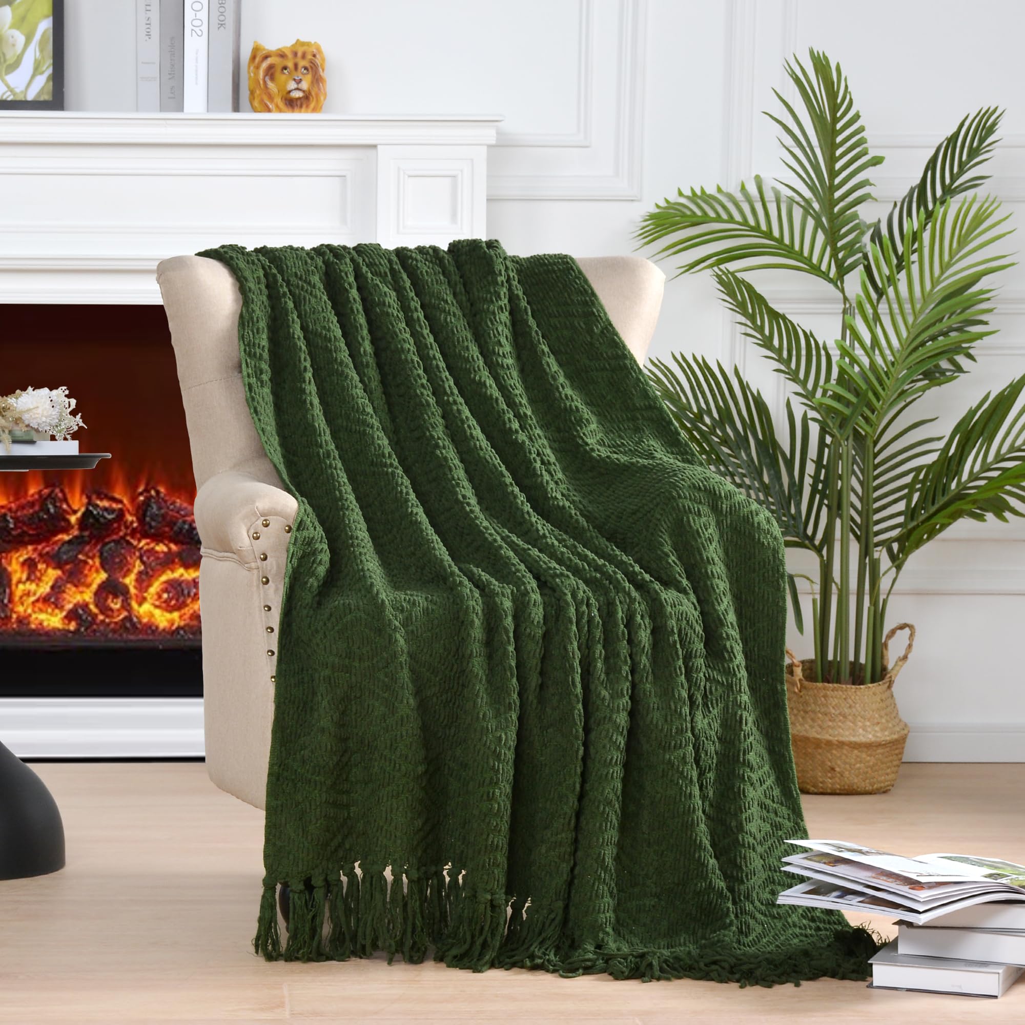 Amazon.com: JOOJA Throw Blanket for Couch Knit Blanket Textured ...