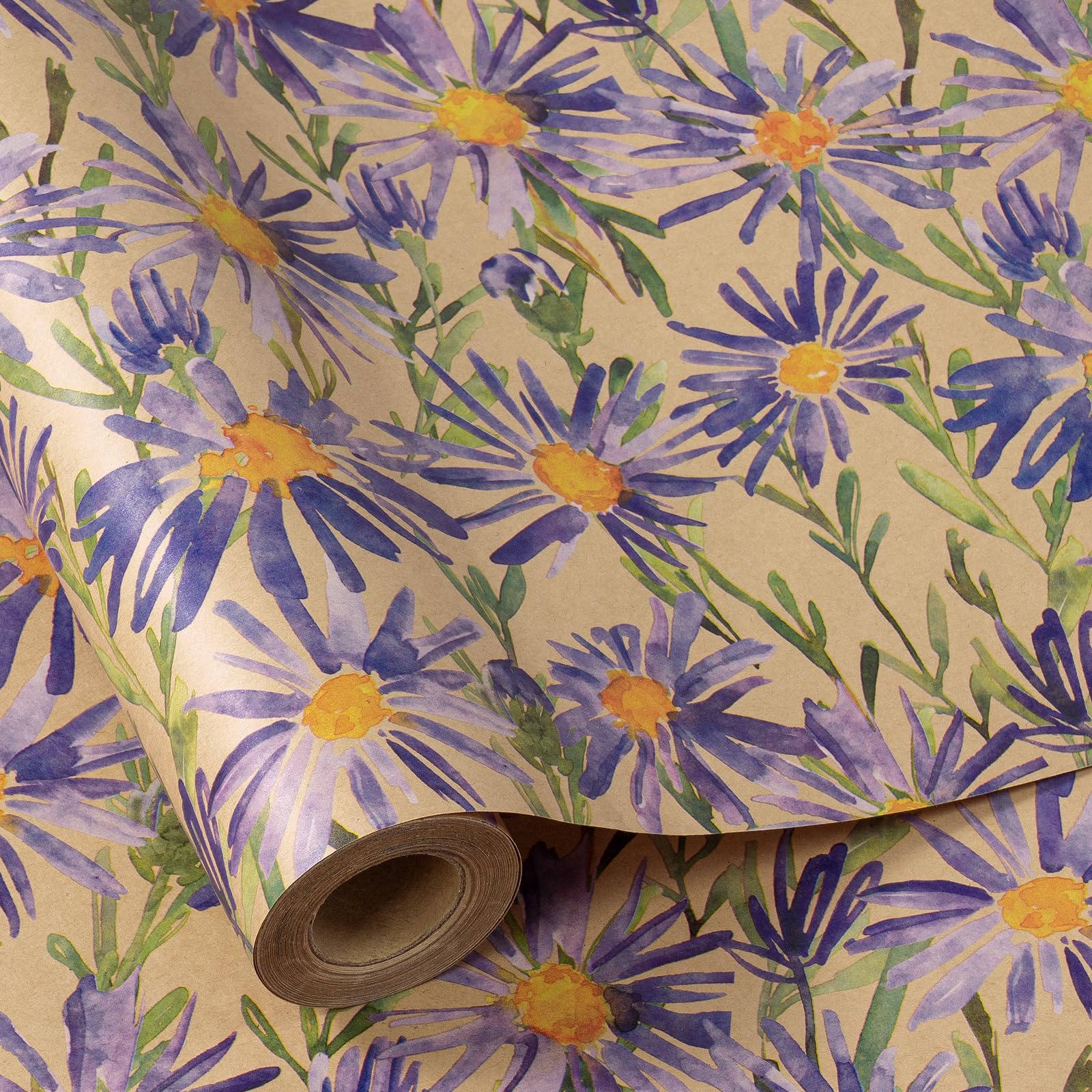 Snapklik.com : Purple Floral Wrapping Paper For Women, 17 In X 16.4 Ft ...