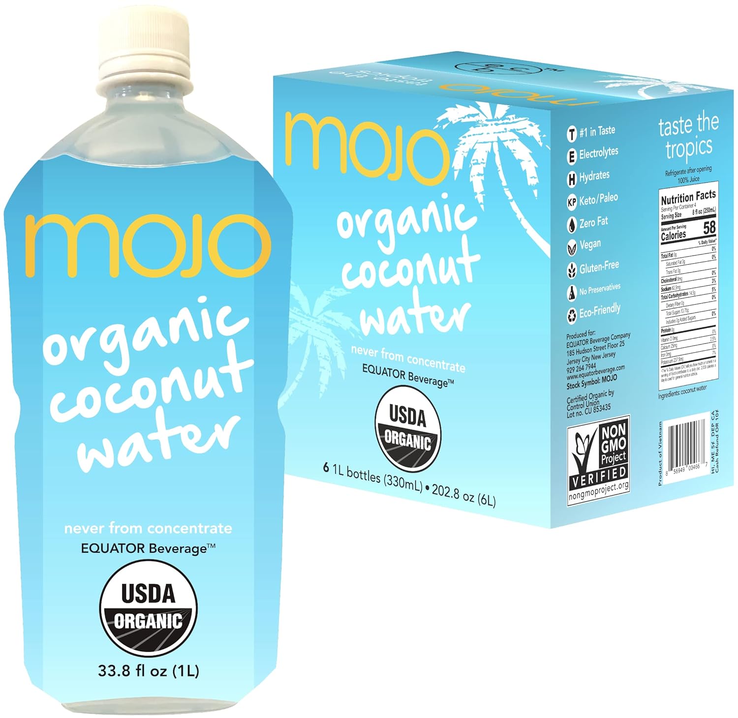 Amazon.com : MOJO Organic Coconut Water | 1 Liter (6 Pack) Hydrating ...
