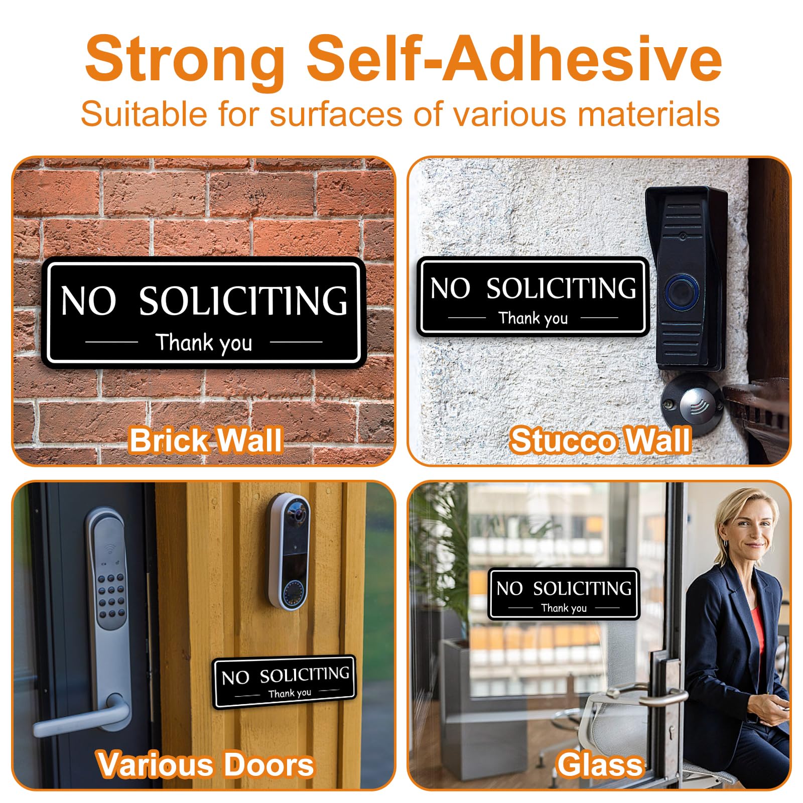 Snapklik.com : 2 Pack No Soliciting Sign For House, Strong Self ...