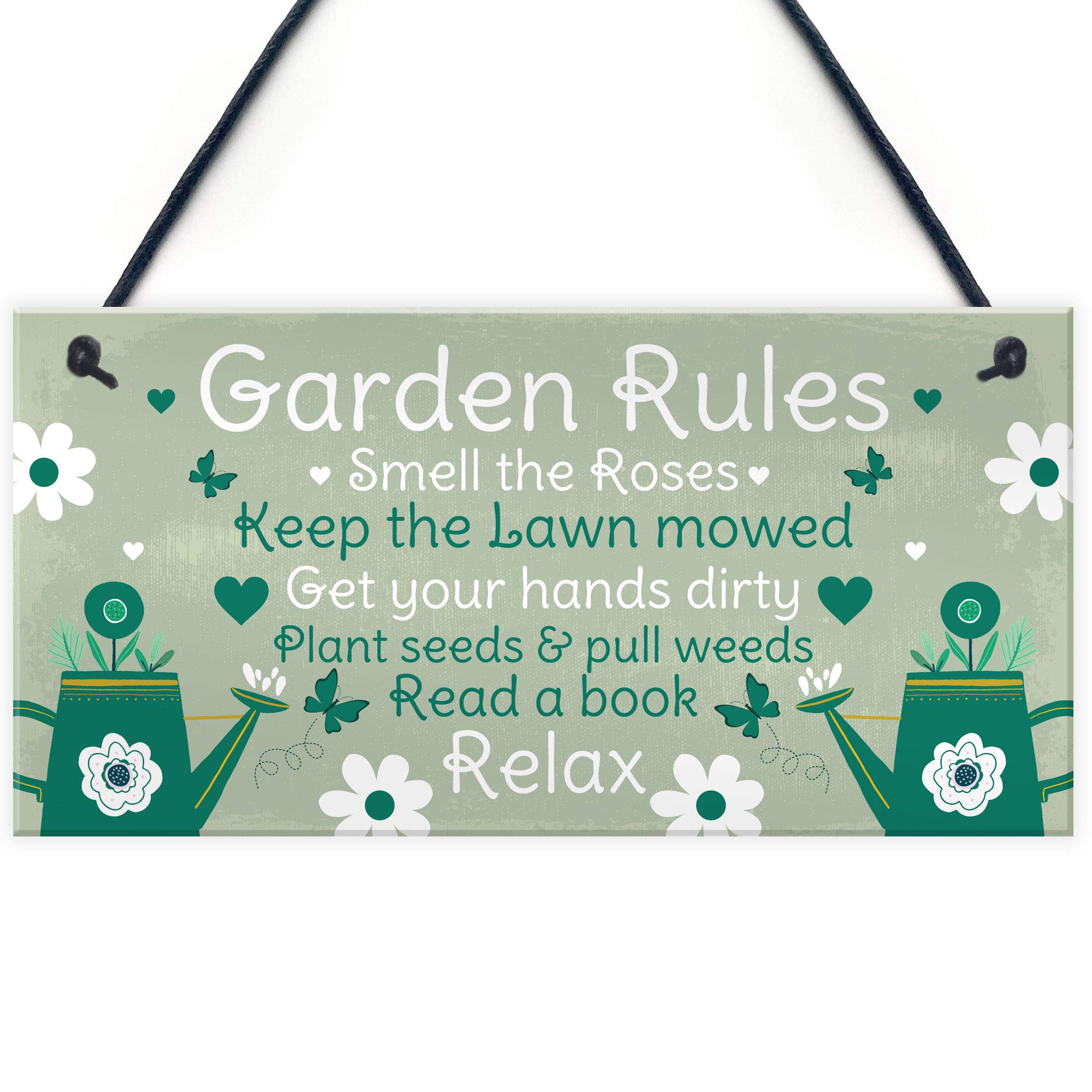 RED OCEAN Garden Rules Novelty Hanging Plaque Summer House Sign Garden ...