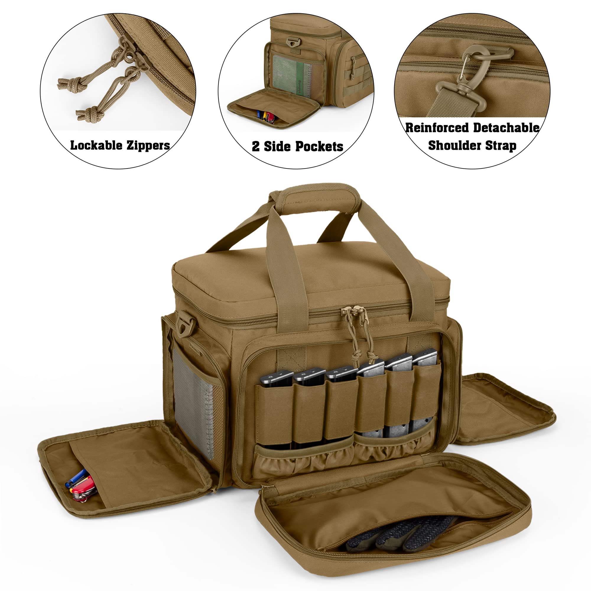 Snapklik.com : DSLEAF Tactical Gun Range Bag For 4 Handguns, Pistol ...