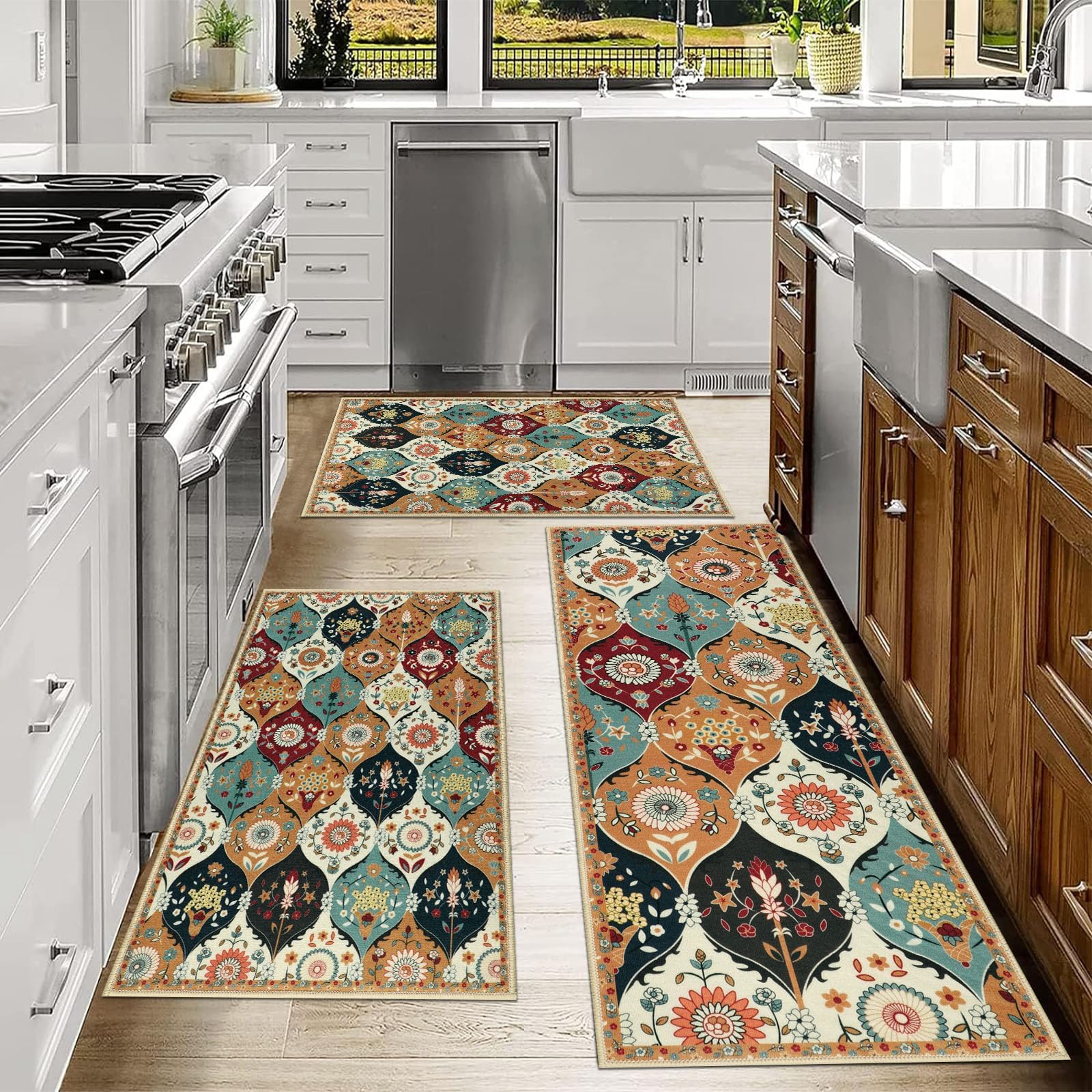 Amazon.com: Yancorp Kitchen Rugs and Mats Sets, 2 Pieces Narrow Kitchen ...