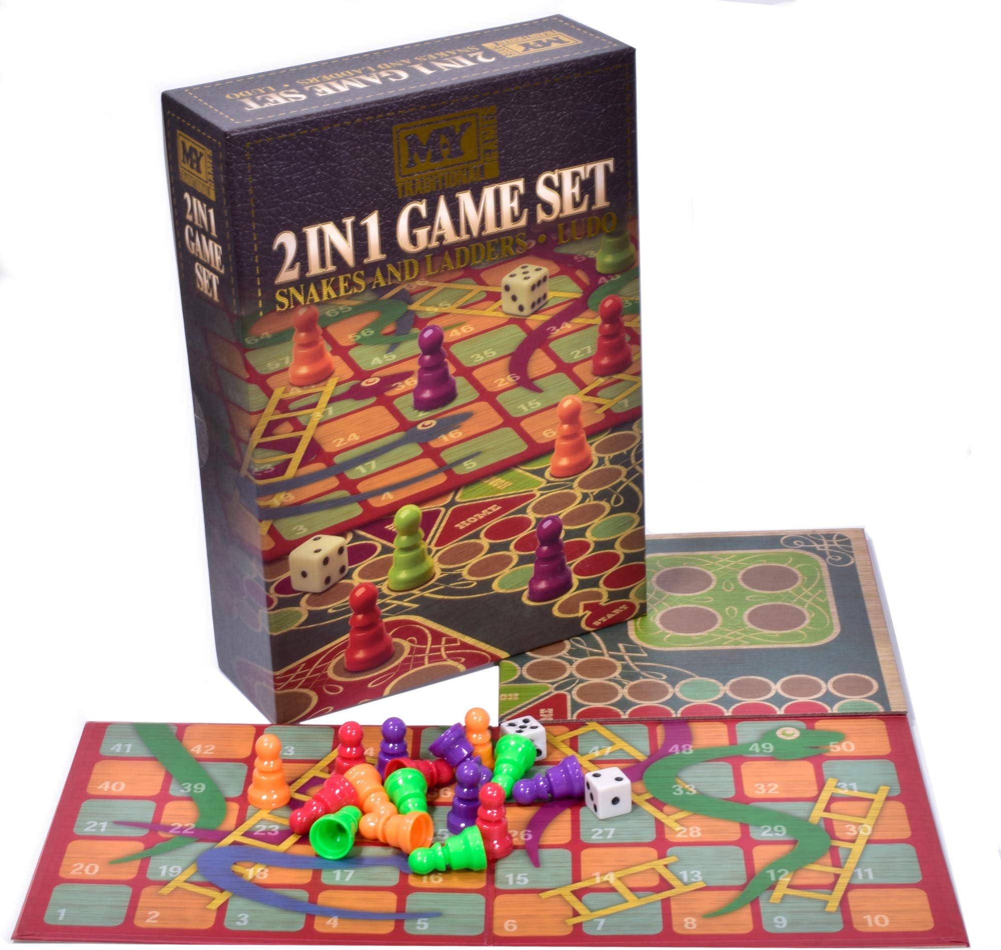 M.Y Snakes & Ladders - Traditional Snakes and Ladders Board Game for ...