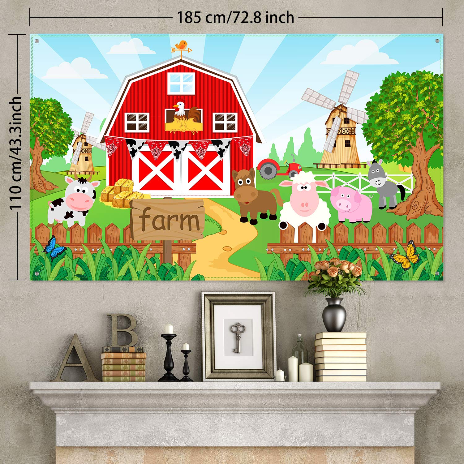 Buy Farm Animals Theme Party Decorations, Farm Animals Barn Backdrop ...