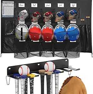 Amazon.com : JBCLUB Baseball Dugout Organizer, Hanging Baseball Helmet ...