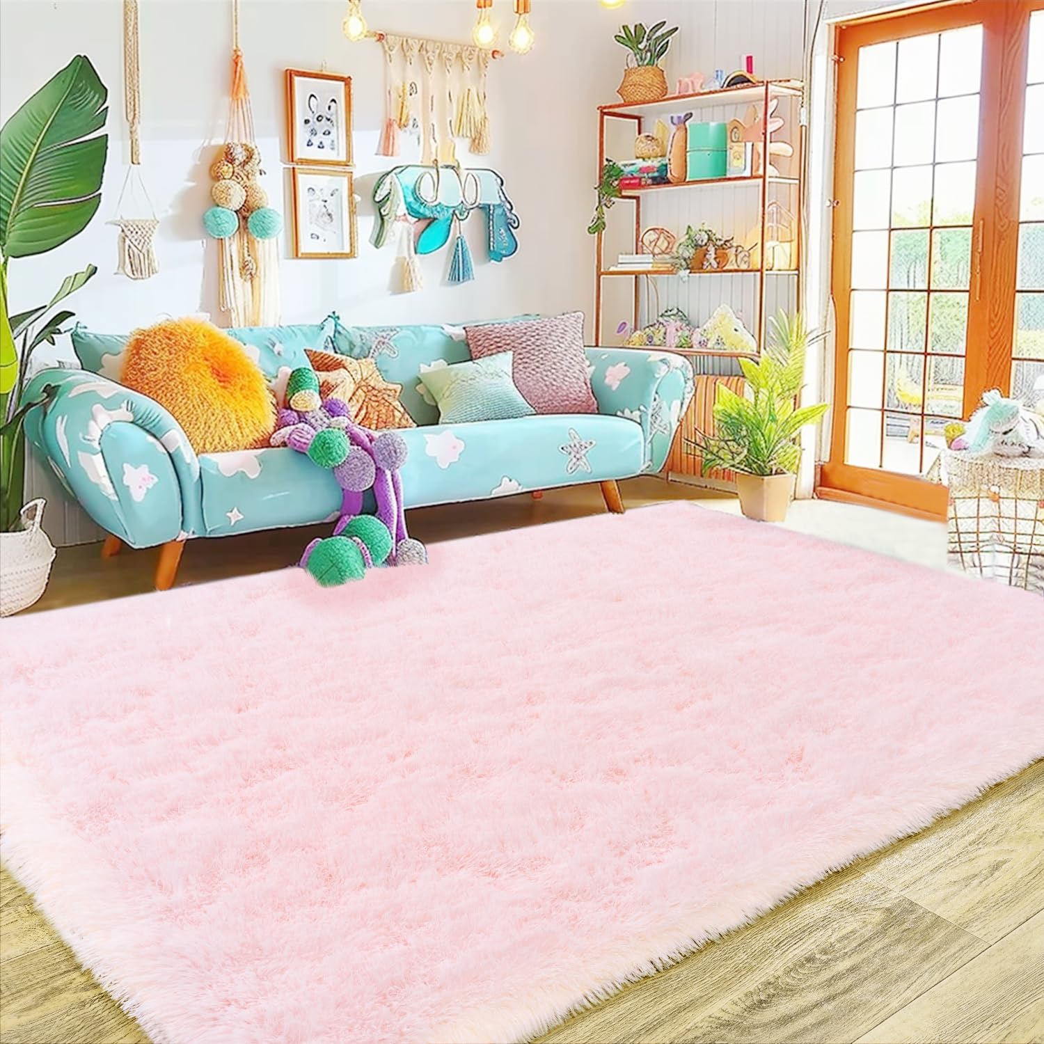 Amazon.com: Ultra Soft Fluffy Pink Rugs for Bedroom 4x6 Feet, Fluffy ...