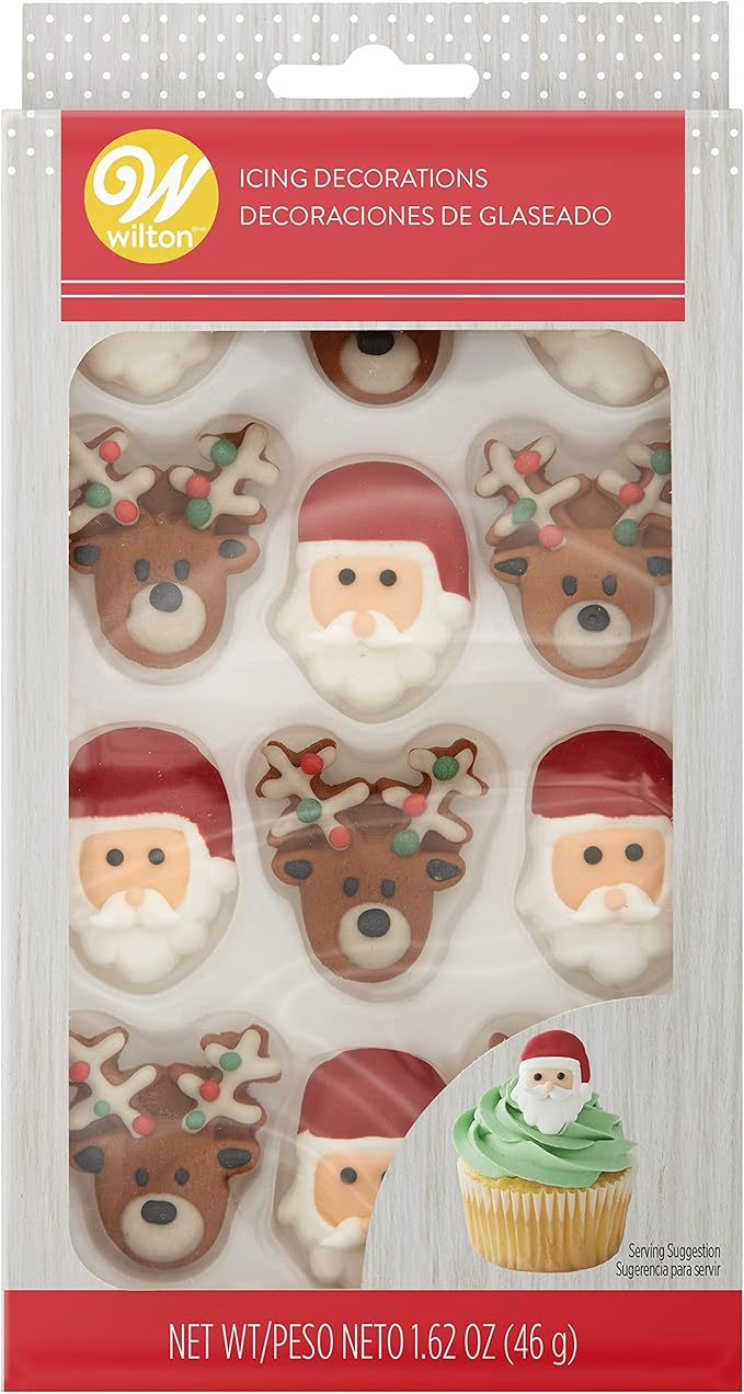 Amazon.com: Wilton Reindeer, Santa Royal Icing Decorations, 12 Count ...
