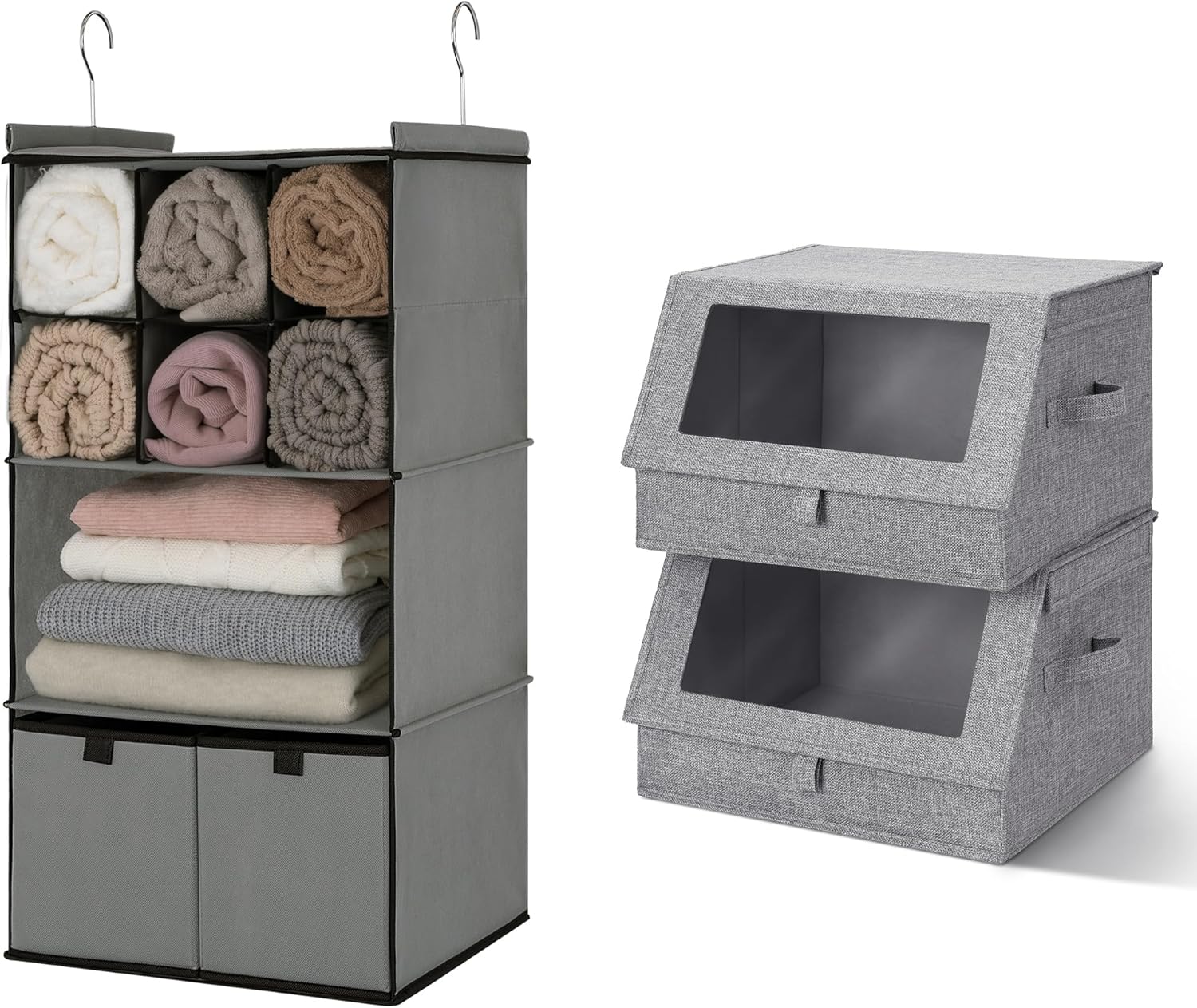 Amazon.com: GRANNY SAYS Bundle of 1-Pack Grey 4 Shelf Hanging Closet ...