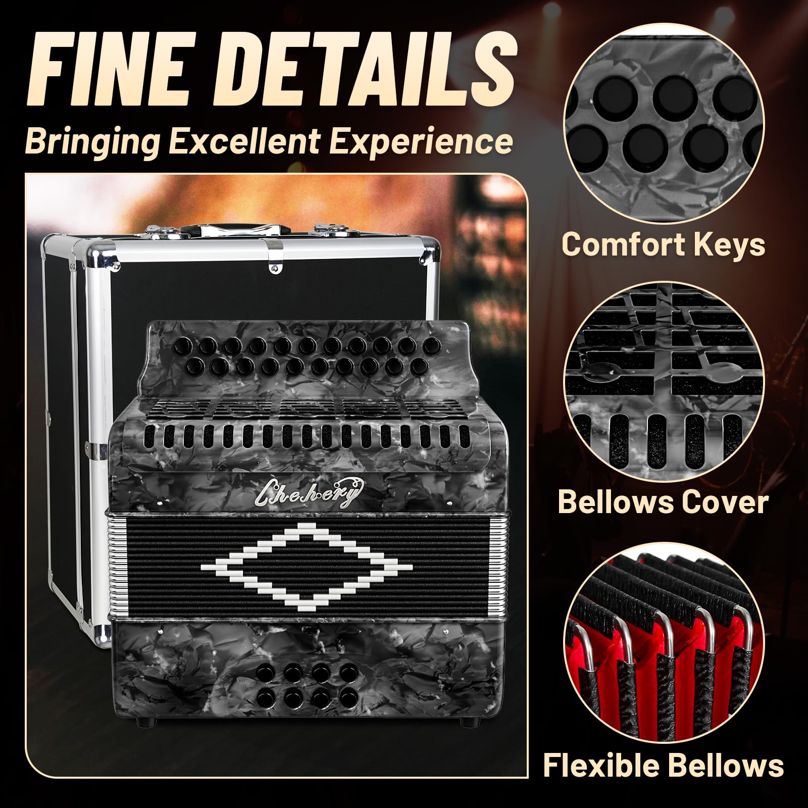 Snapklik.com : Accordion 21 Keys 8 Bass Adult Push-Pull Heterophonic B ...