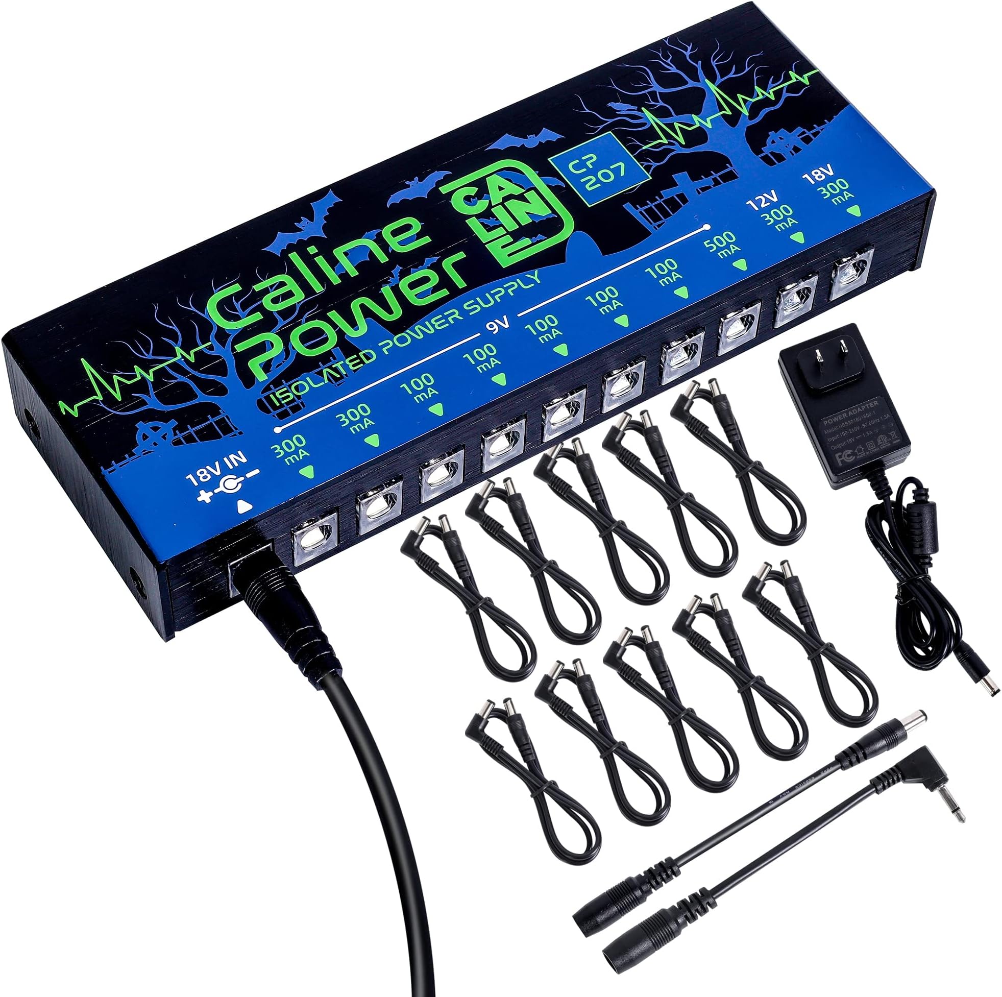 Caline CP-207 Guitar Pedal Power Supply, True Isolated Pedalboard Power ...