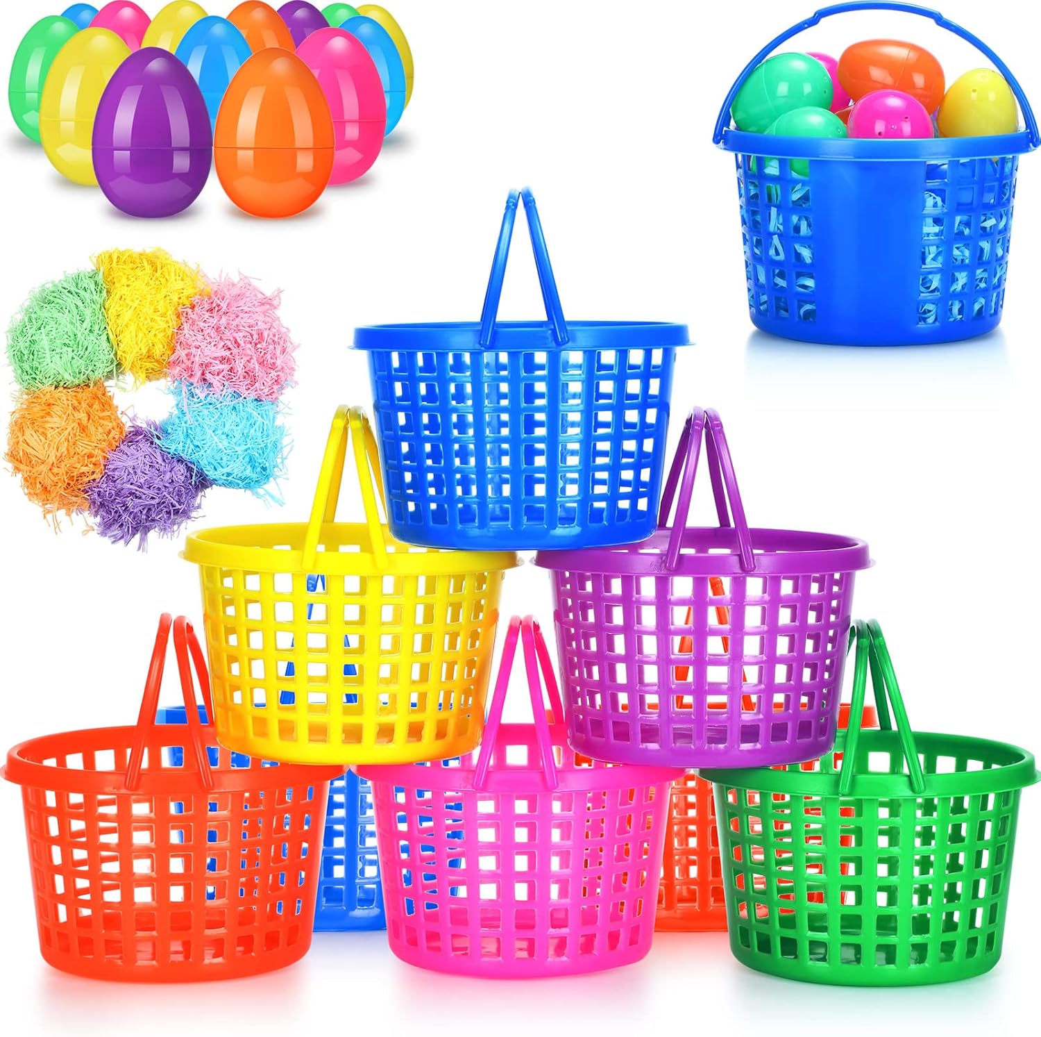 Amazon.com: 24 Pcs 6.7" Easter Eggs Baskets with Handles for Kids 24 ...