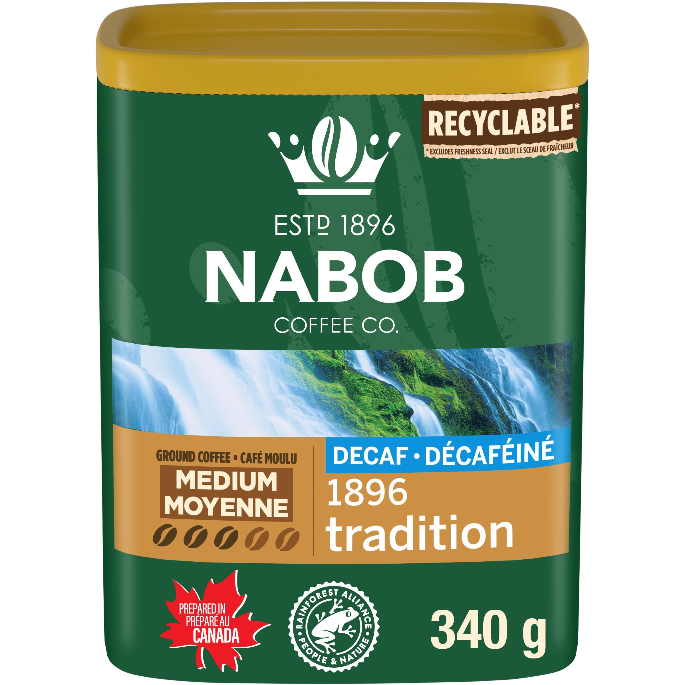 Nabob Medium Roast Swiss Water Decaf 1896 Tradition Ground Coffee, 340g ...