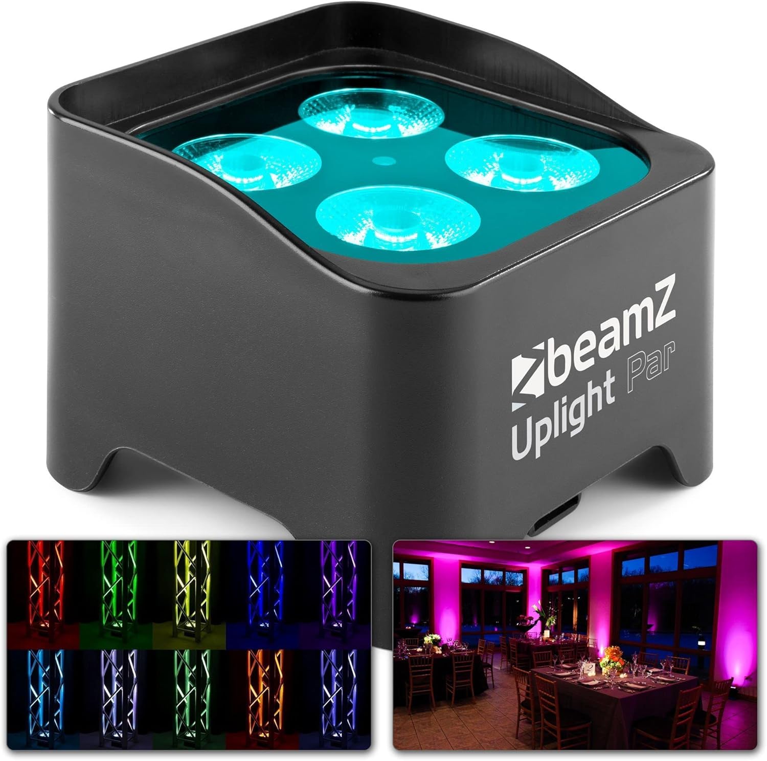 BeamZ BBP90 LED Battery PAR Uplight Spot Light with Remote Control, DMX ...