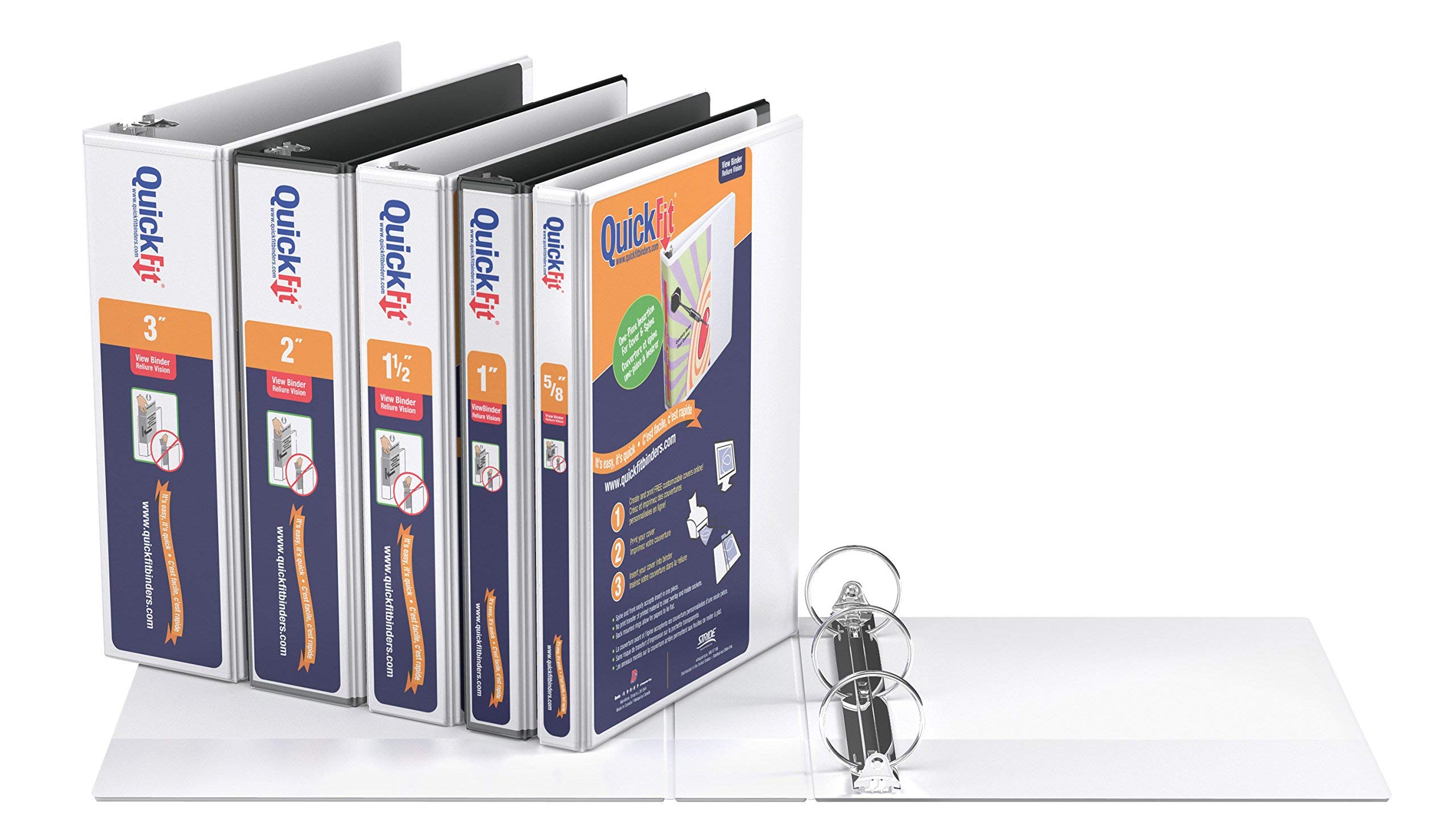 QUICKFIT View Binder, 5/8", Round Ring, White, 6 Pack (88000-06 ...