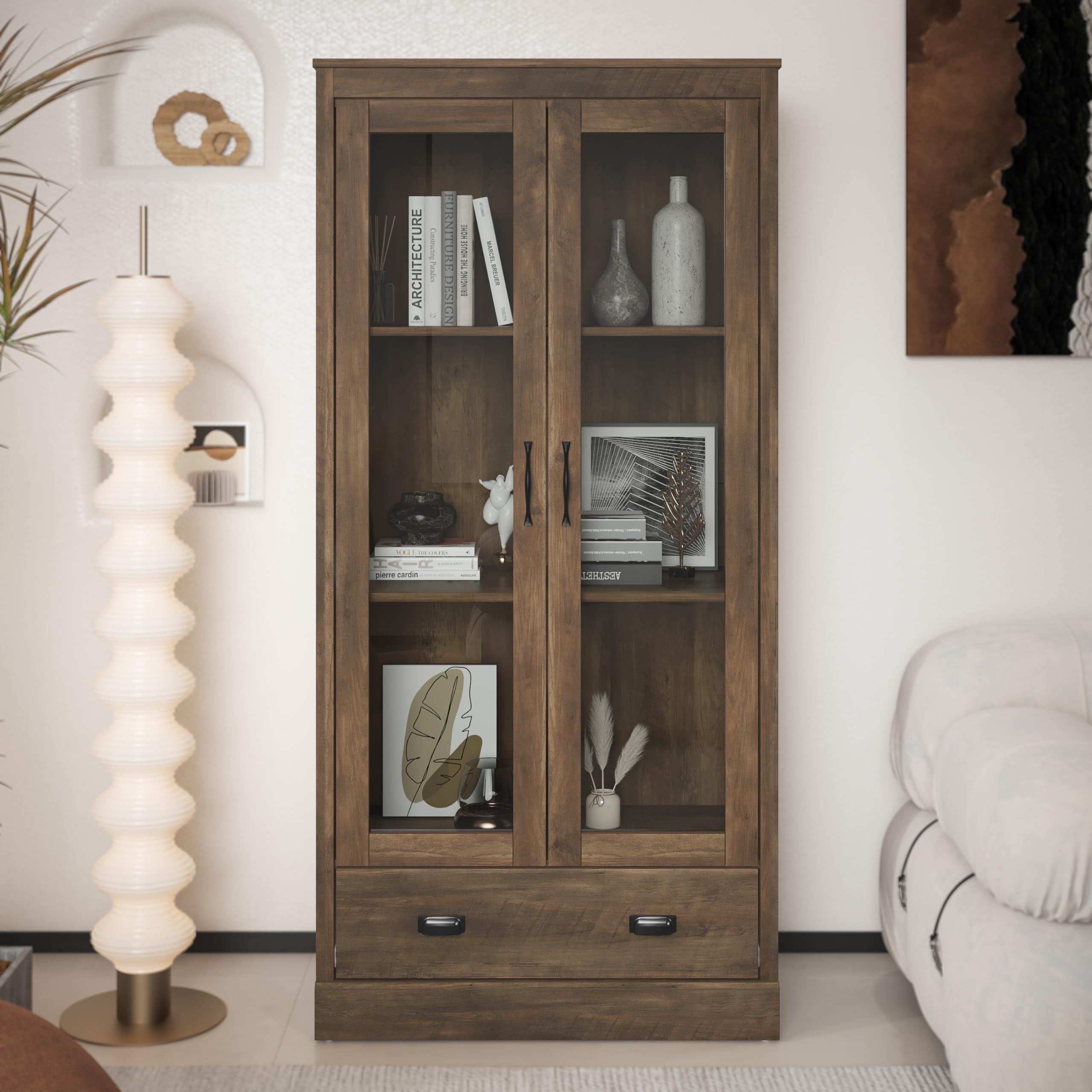 Galano Beverly Display Cabinet with Glass – 3 Tier Large Display ...