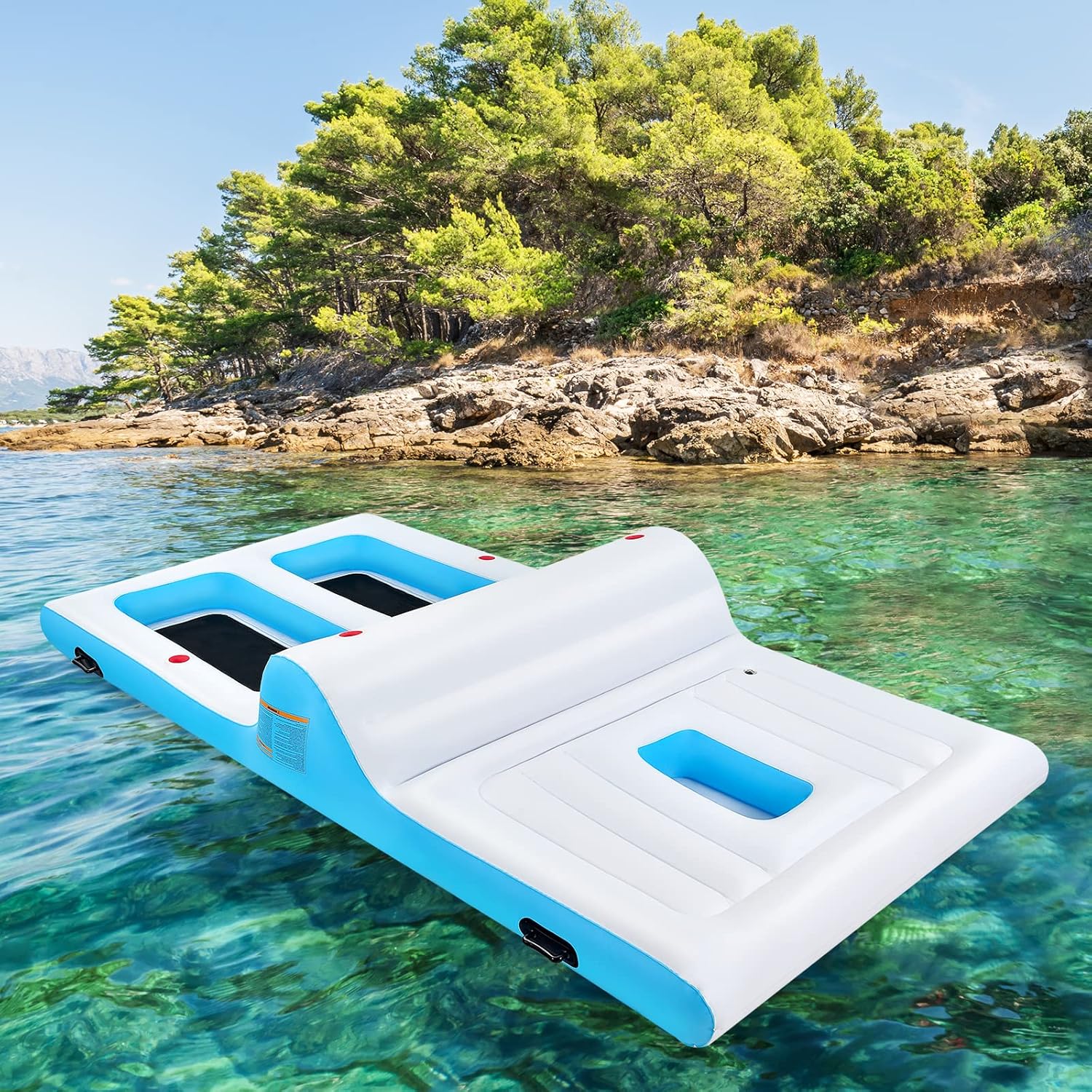 Amazon.com: GYMAX Inflatable Floating Island, 12ft x 6.5ft 4-6 Person ...