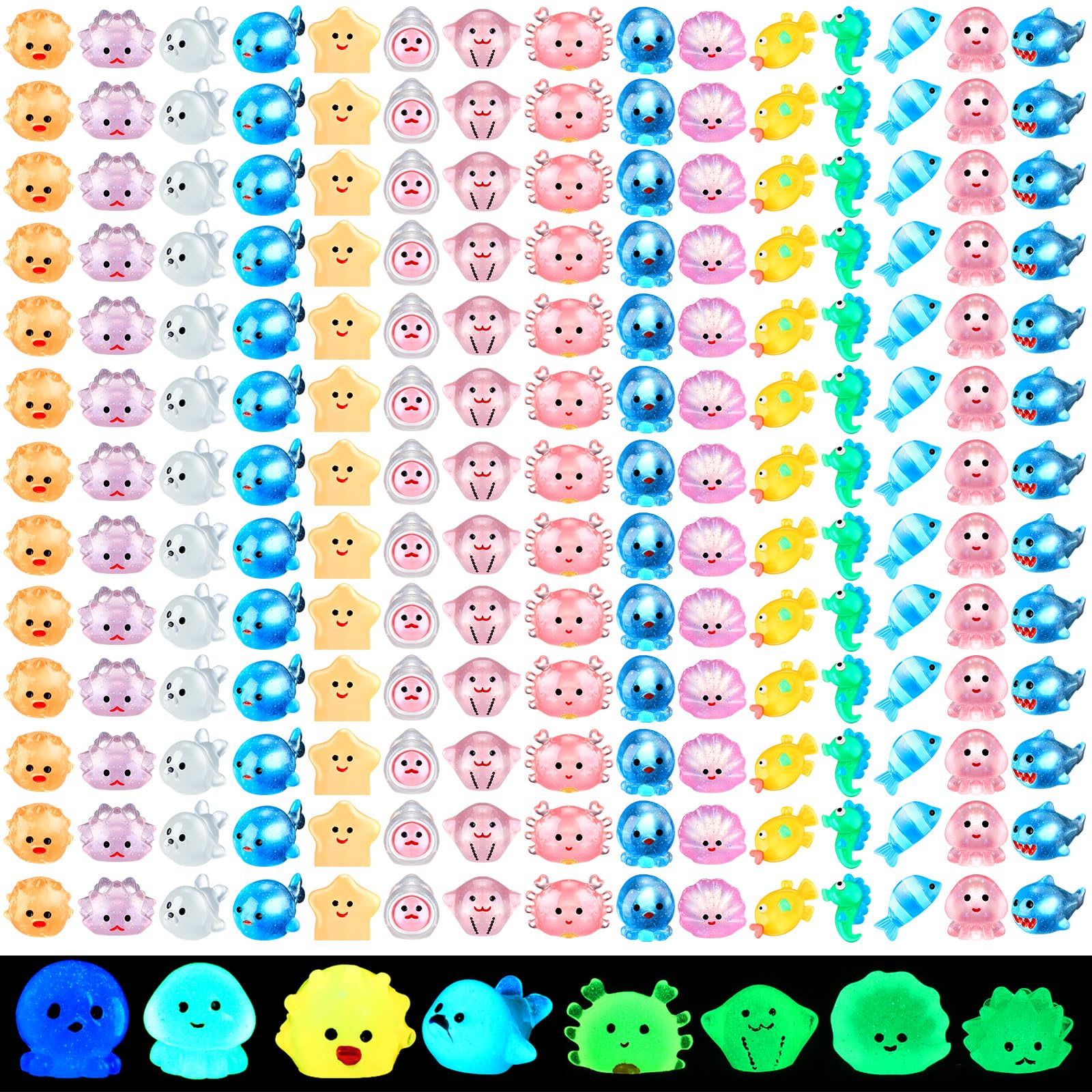 Amazon.com: Cinnvoice 150 Pcs Resin Ocean Animal Mini Luminous ...
